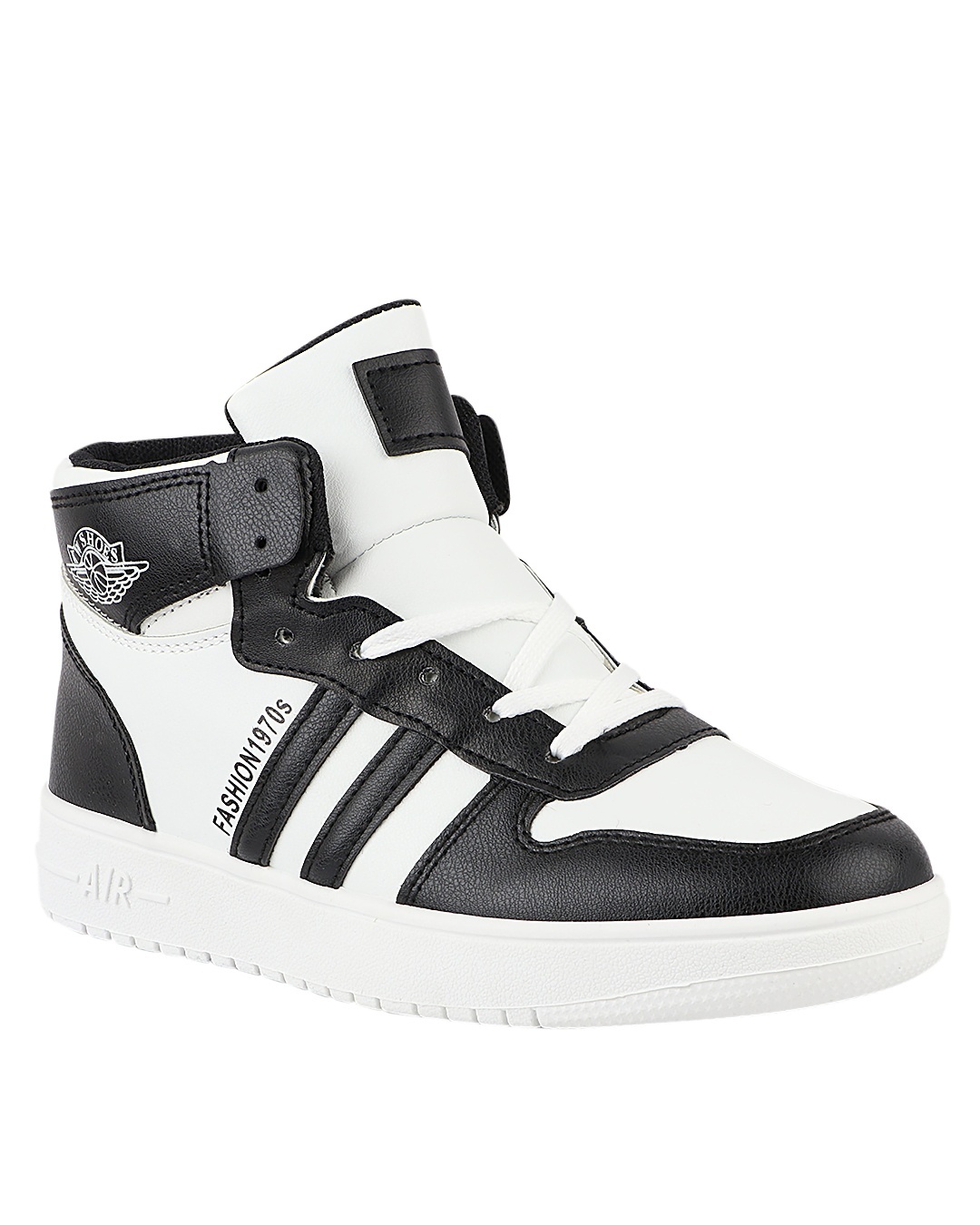 Buy Women's White & Black Color Block High Top Casual Shoes Online in ...