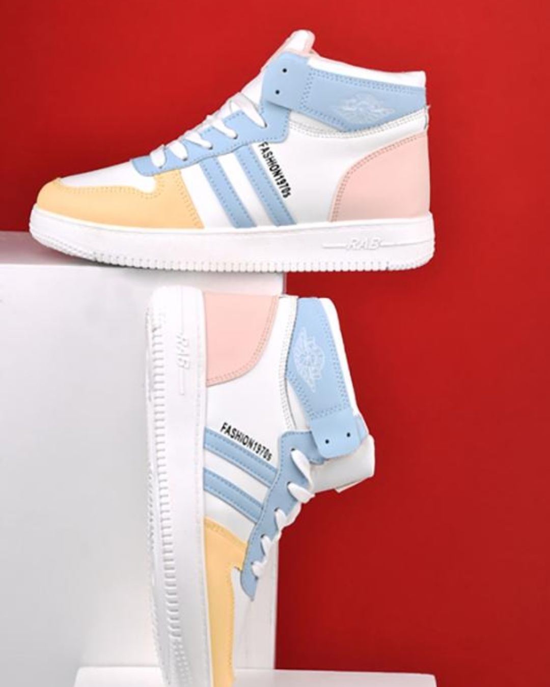 Buy Women's White & Yellow Color Block High Top Casual Shoes Online in ...