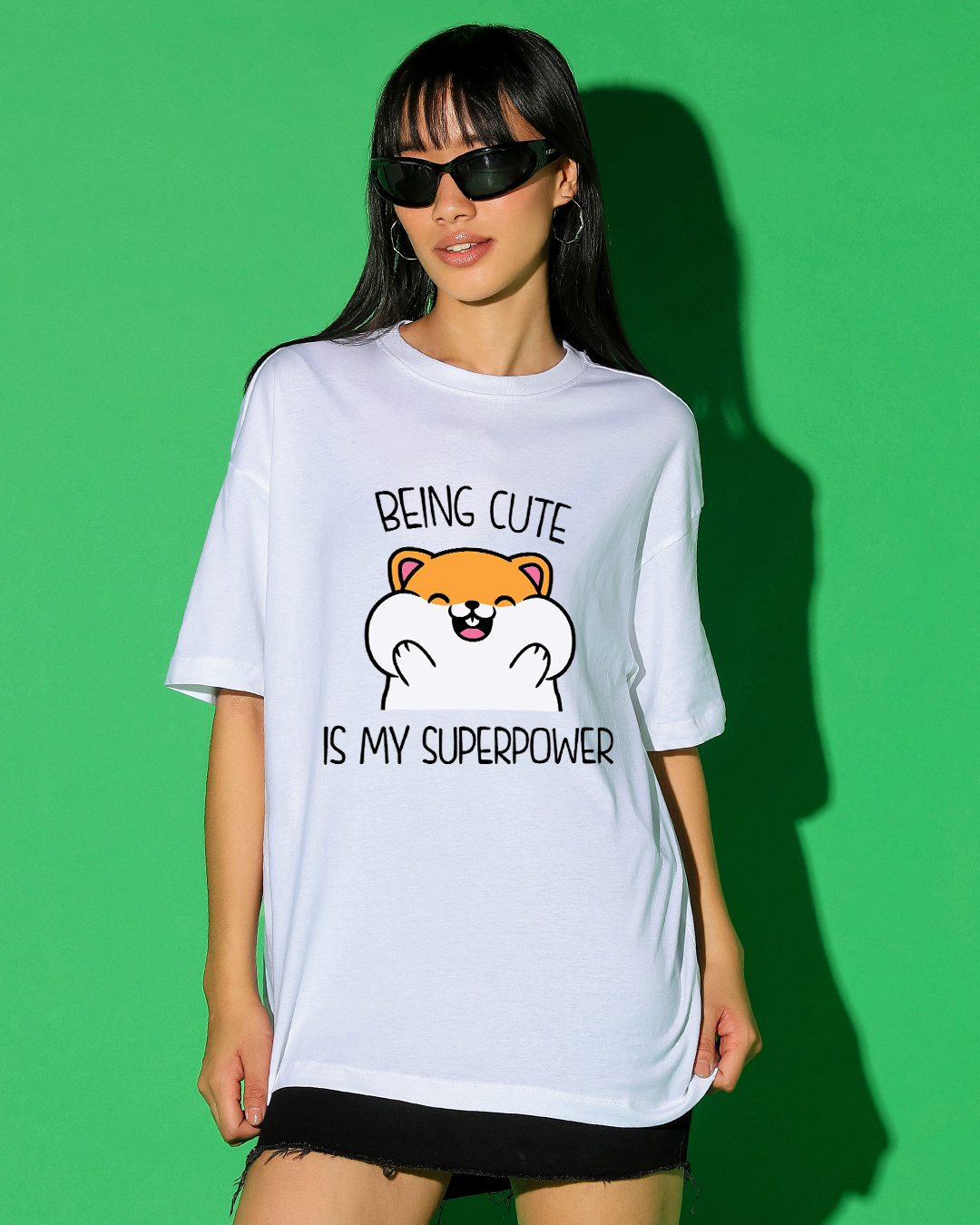Buy Women's White Being Cute is My Super Power Graphic Printed ...