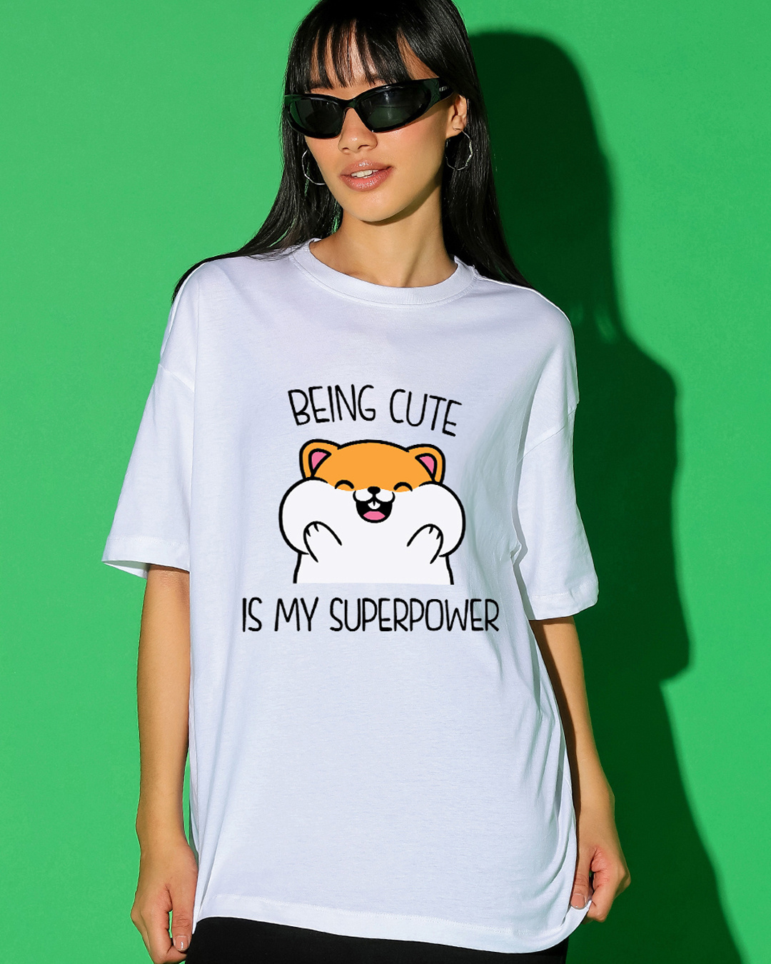 Buy Women's White Being Cute is My Super Power Graphic Printed ...