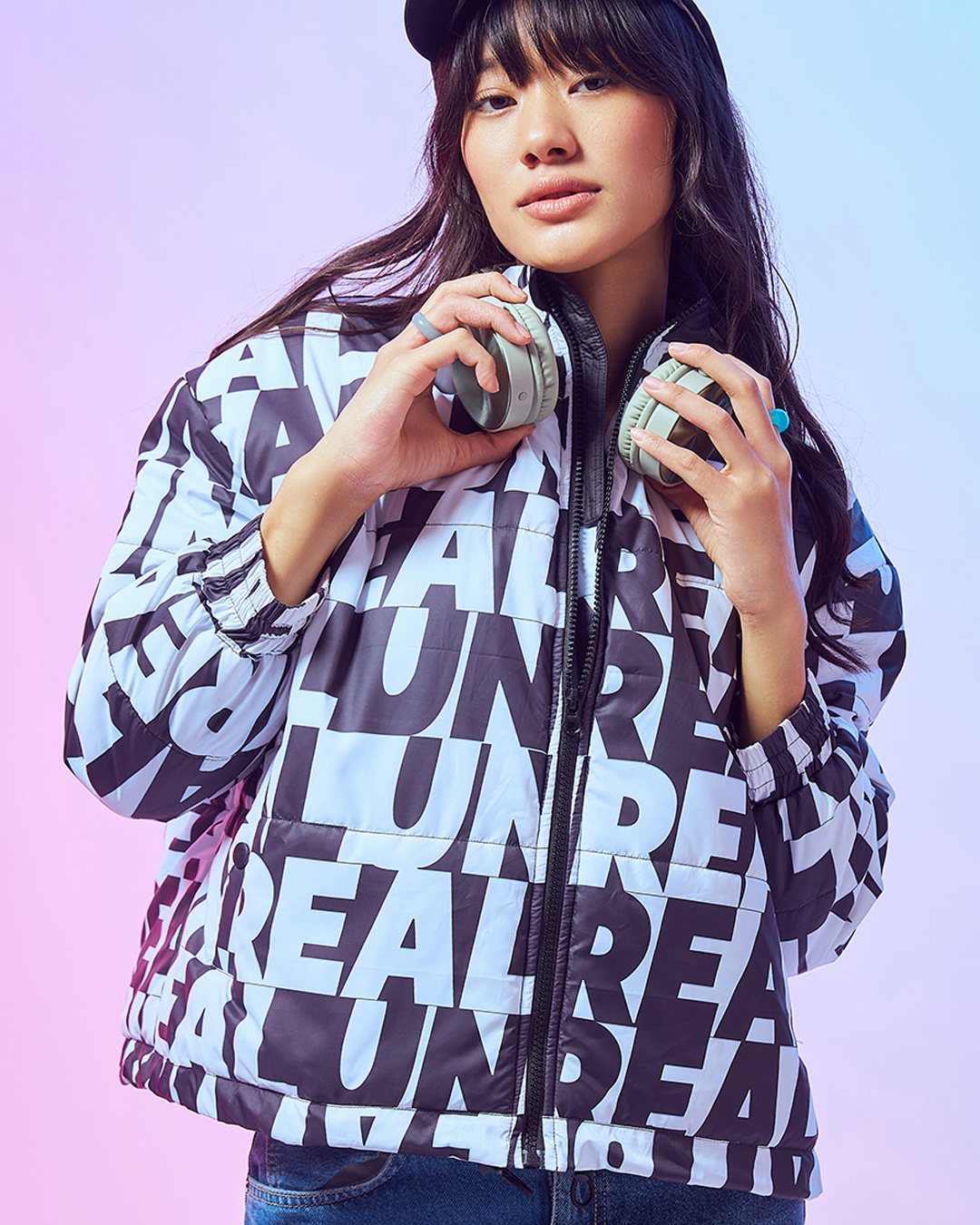 Buy Women's White & Blue Typography Oversized Jackets Online at Bewakoof