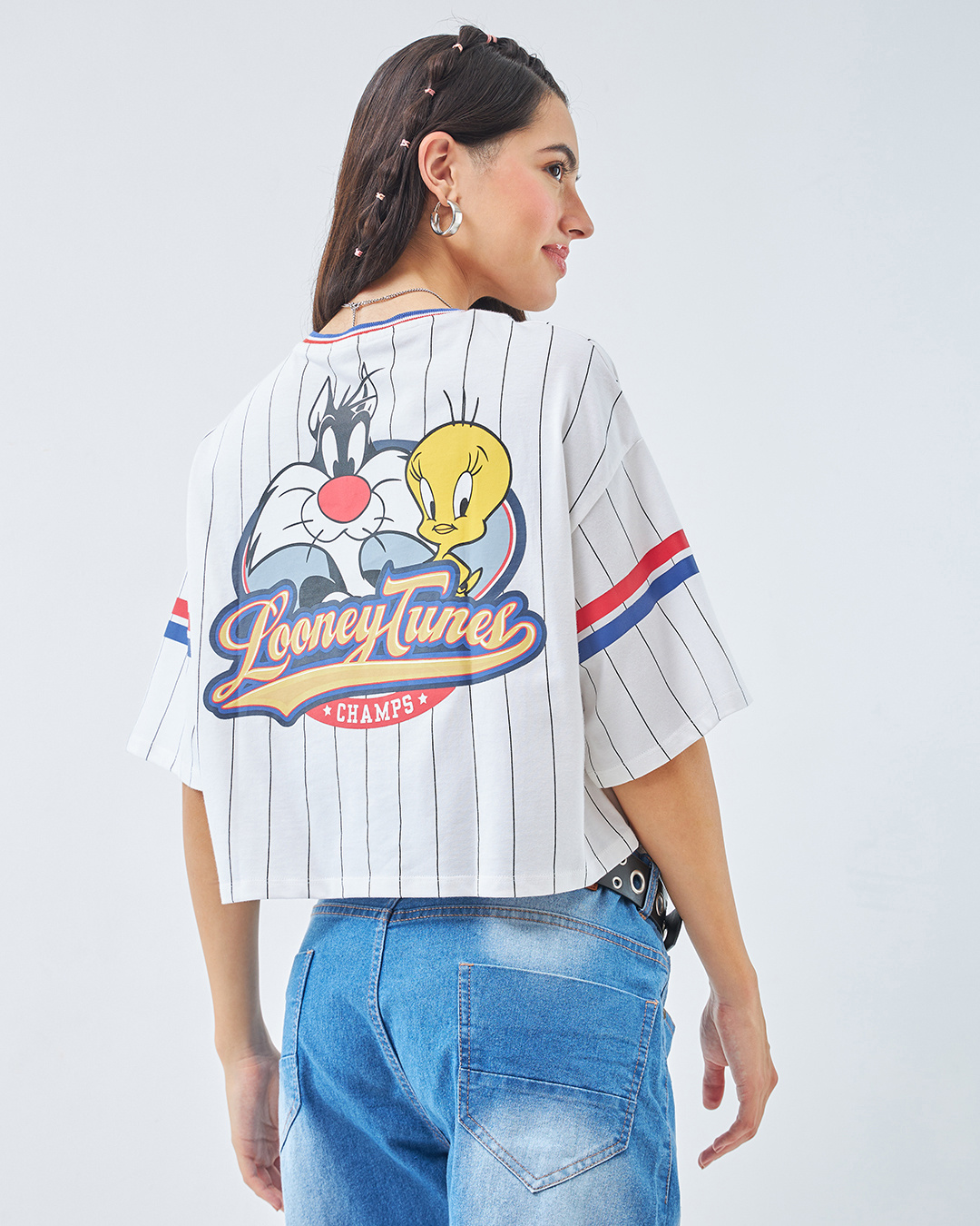 Buy Womens White Champs Printed Oversized Short Top Online At Bewakoof