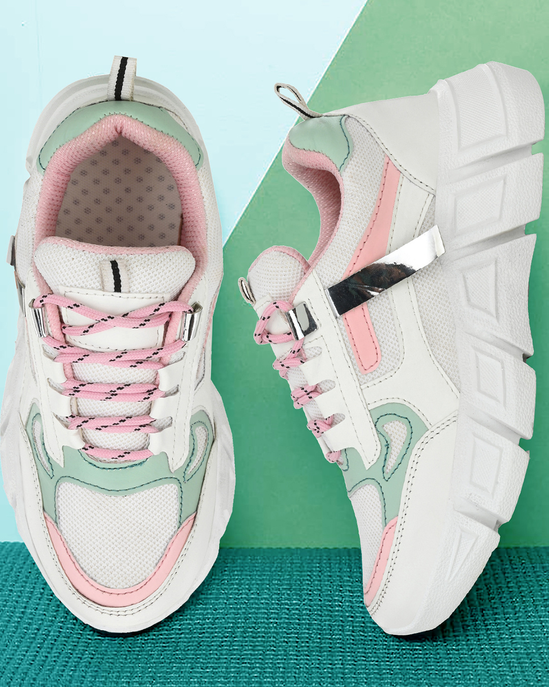 Buy Women's White Color Block Sports Shoes Online in India at Bewakoof