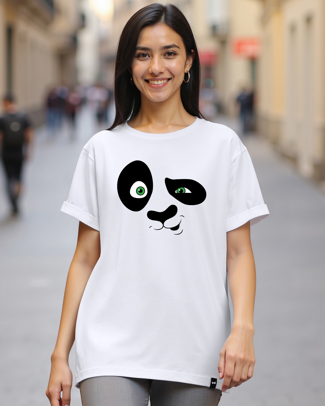 Buy Women's White Crazy Panda Graphic Printed Boyfriend T-shirt Online at Bewakoof