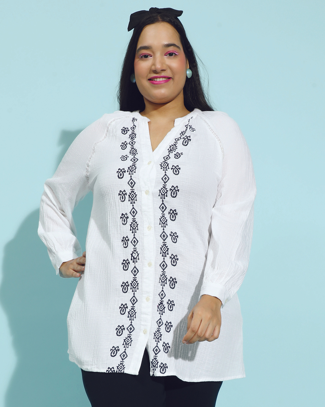 Buy Women's White Embroidered Plus Size Tunic Top Online at Bewakoof