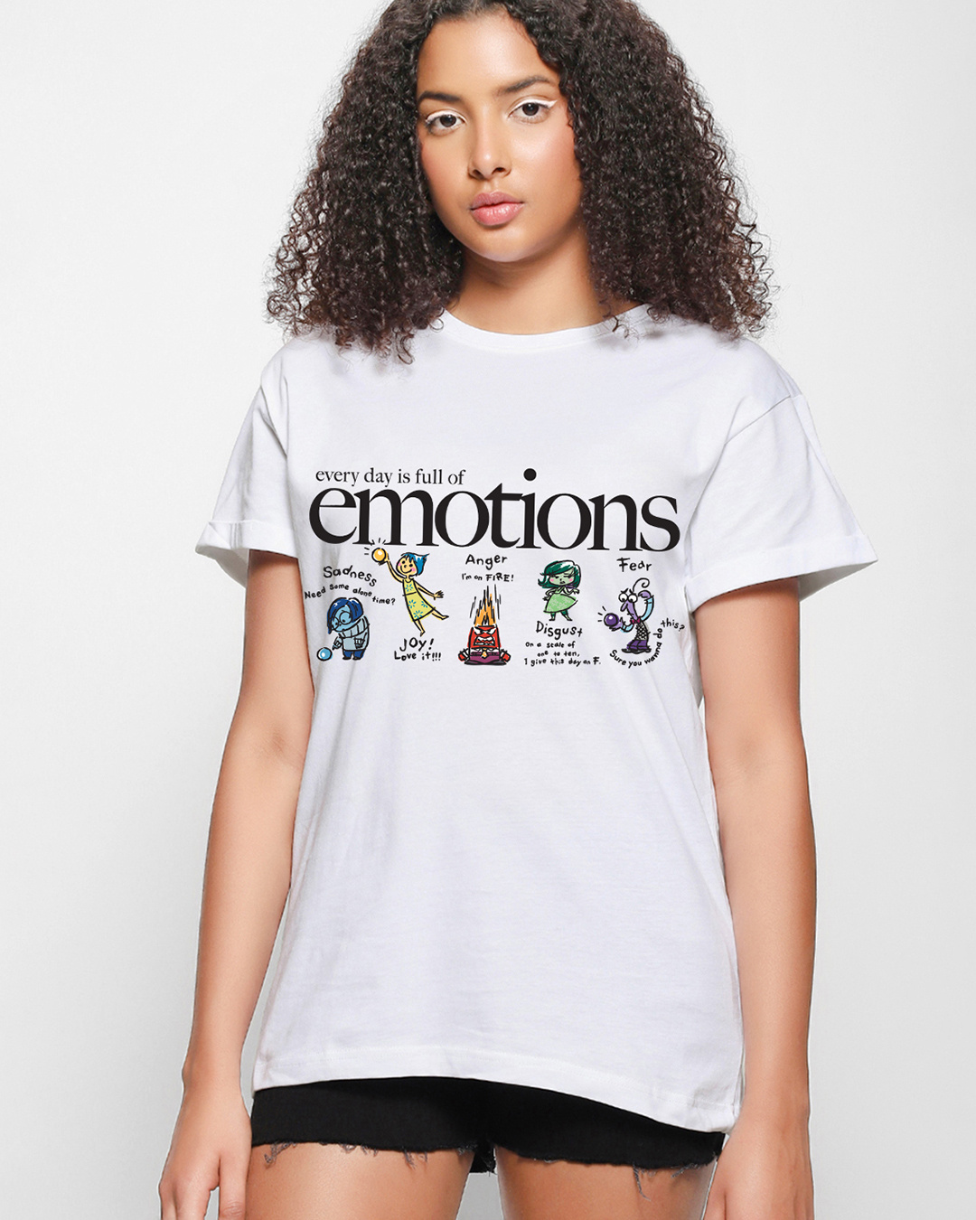 Buy Women's White Emotions Graphic Printed Boyfriend T-shirt Online at ...