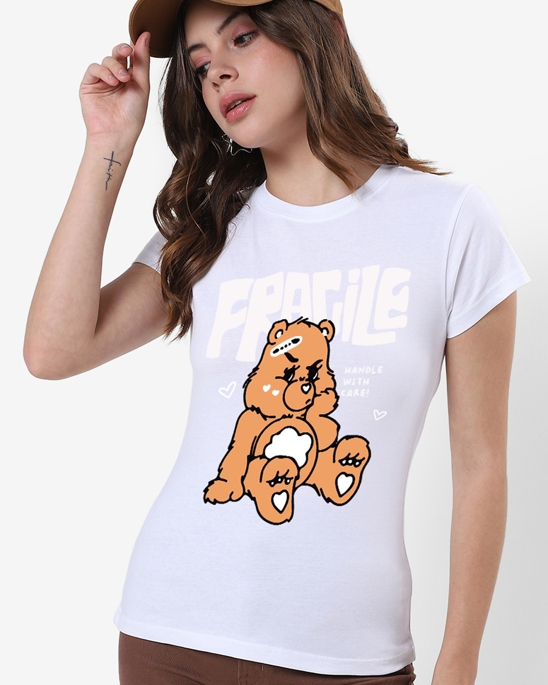 Buy Women's White Fragile Graphic Printed T-shirt Online at Bewakoof