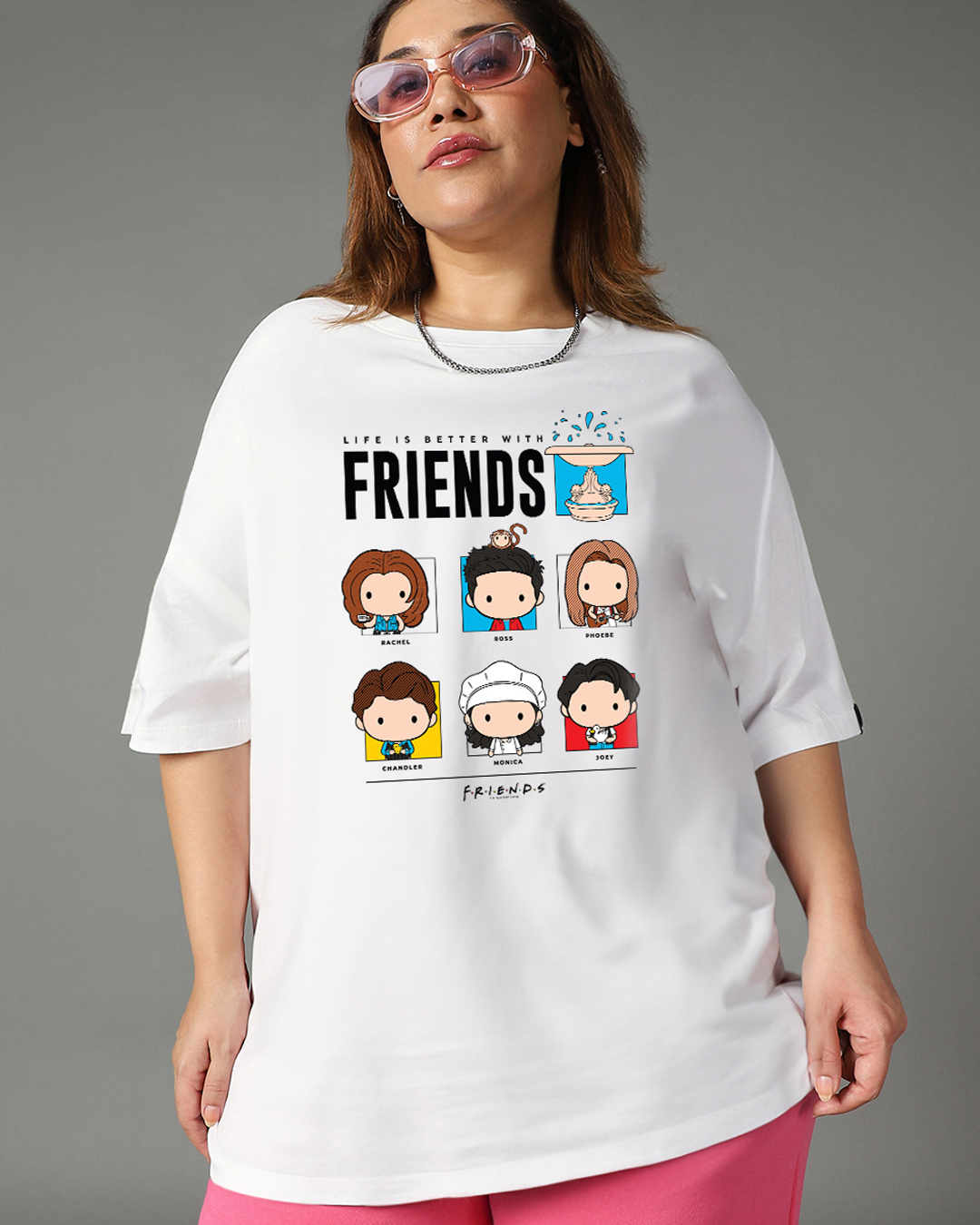 Buy Women's White Friends Life Graphic Printed Oversized Plus Size T-shirt Online at Bewakoof