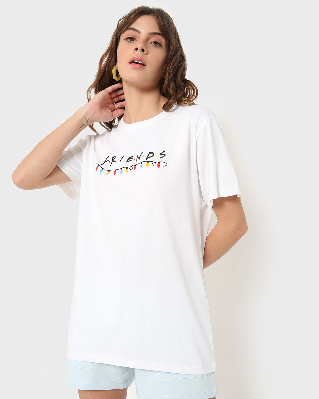 Buy Women's White Friends Typography Oversized T-shirt Online at Bewakoof