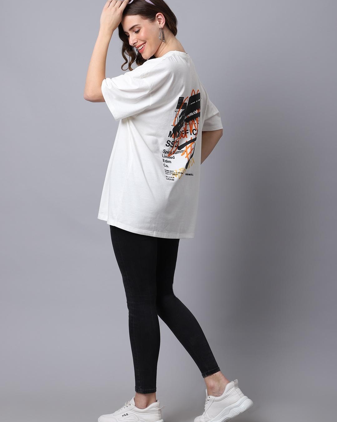 Buy Womens White Graphic Printed Oversized T Shirt Online At Bewakoof