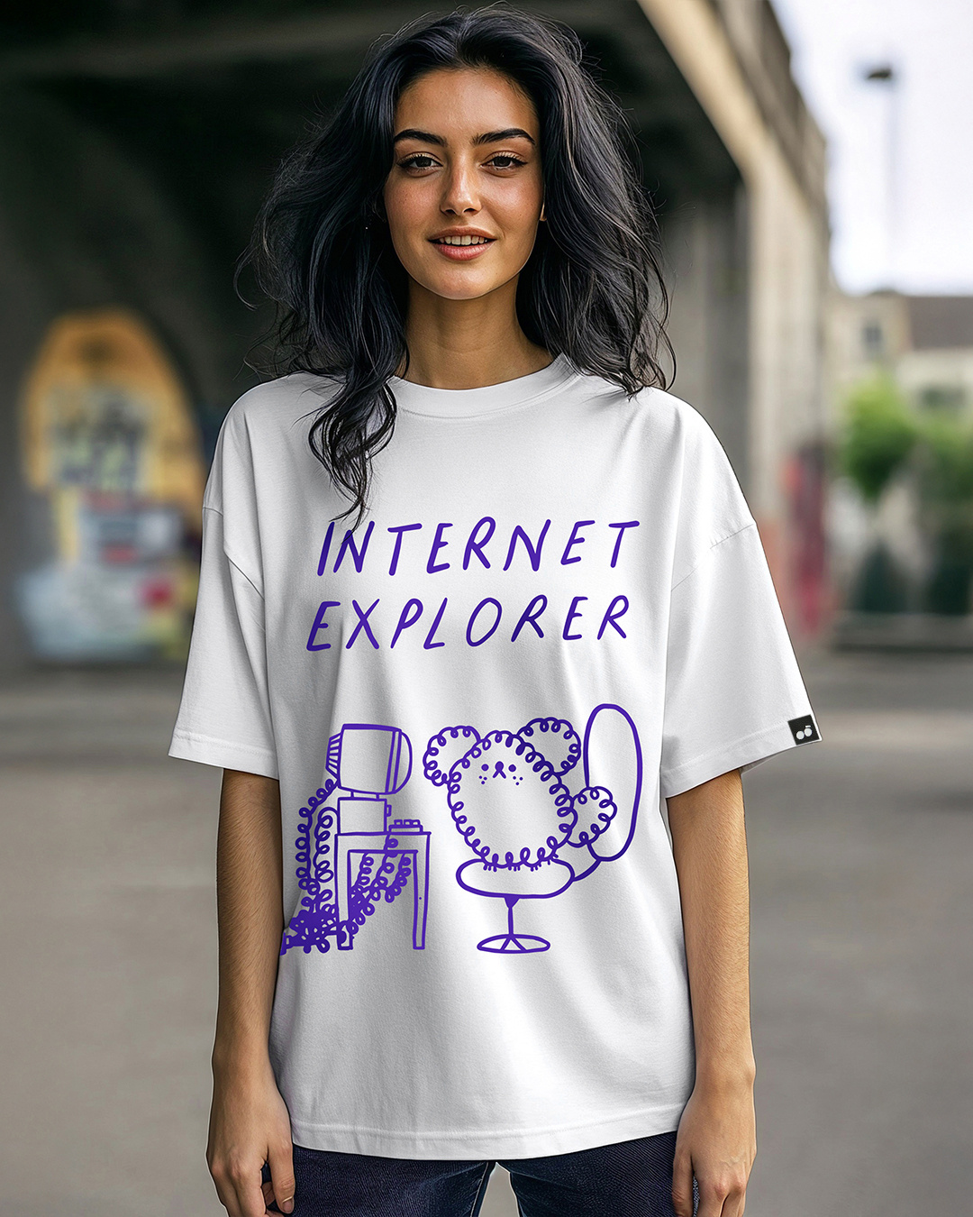Buy Women's White Internet Explorer Graphic Printed Oversized T-shirt ...