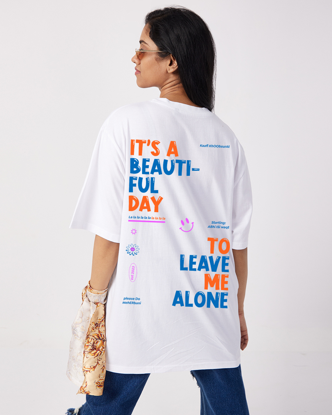 Buy Women's White Its a Beautiful Day Graphic Printed Oversized T-shirt ...