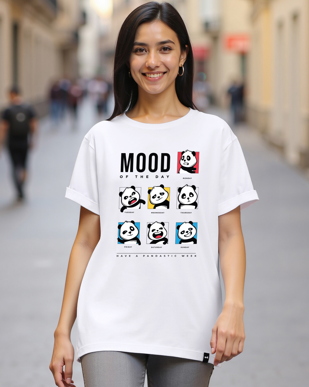 Buy Women's White MOTD Panda Graphic Printed T-shirt Online at Bewakoof