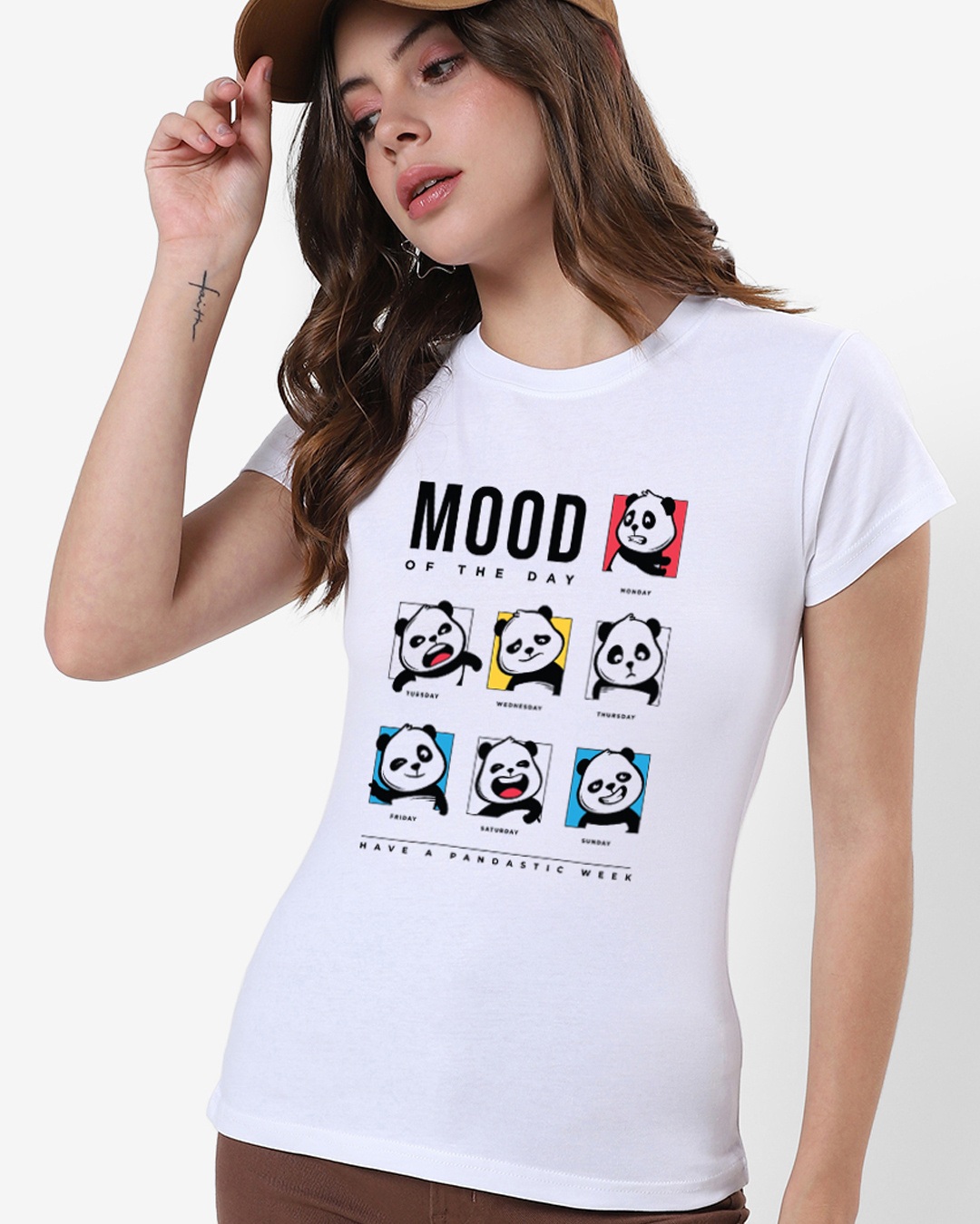 Buy Women's White MOTD Panda Graphic Printed T-shirt Online at Bewakoof