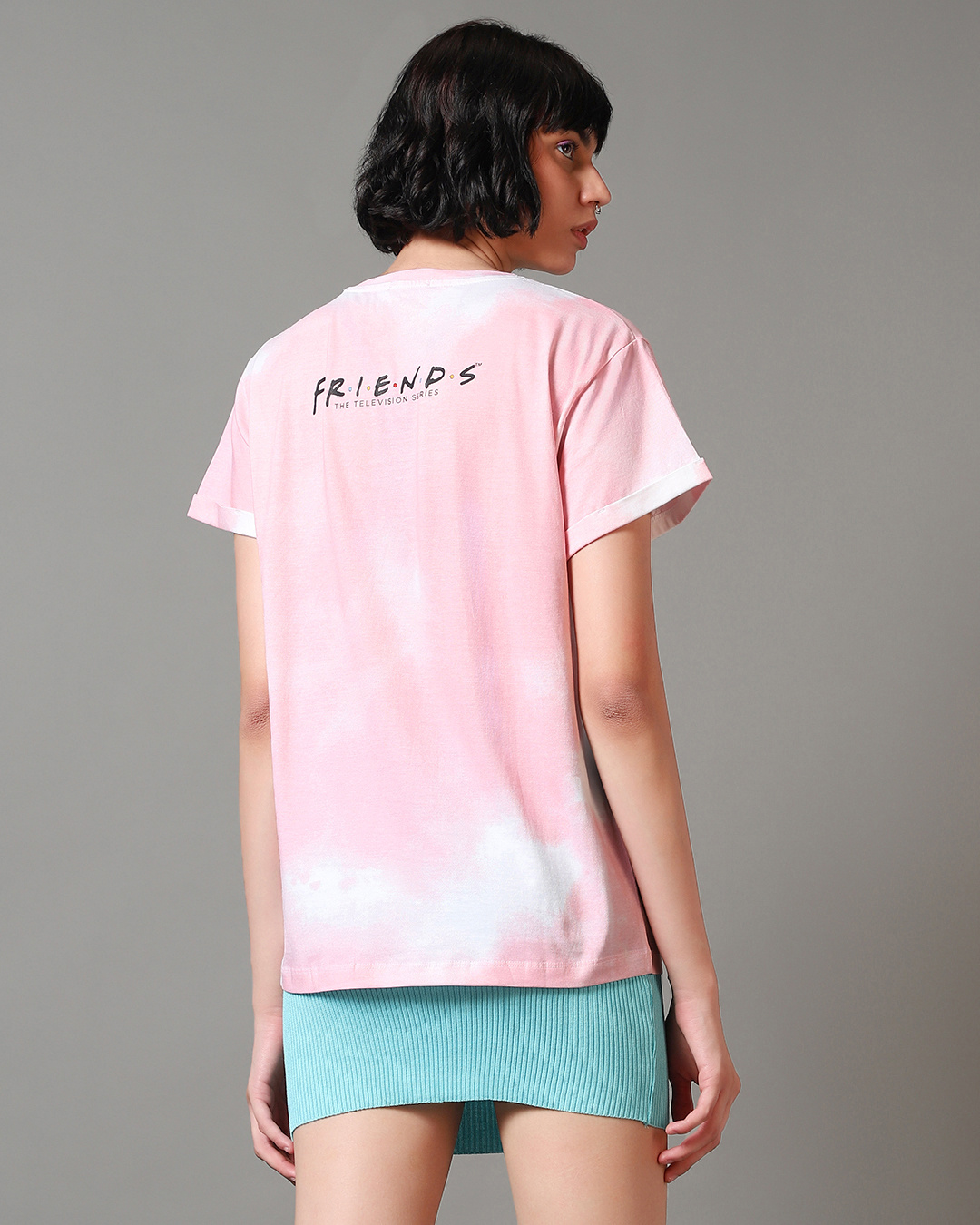 Buy Women's White & Pink Friends Gang Logo Graphic Printed Boyfriend T ...