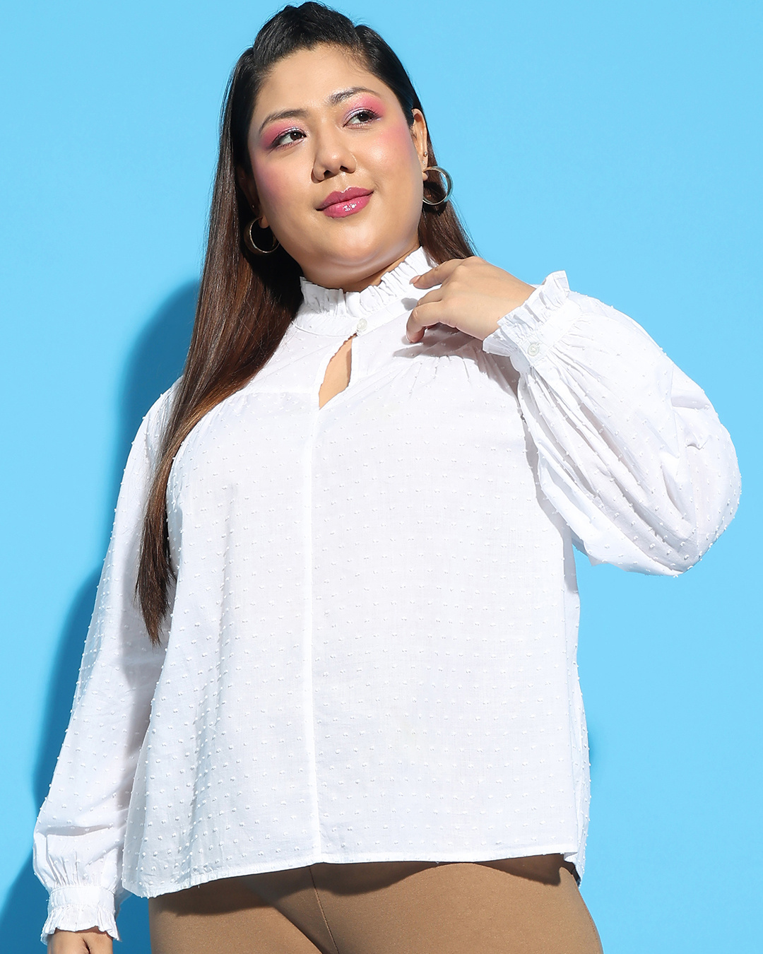 Buy Women's White Textured Plus Size Top Online at Bewakoof
