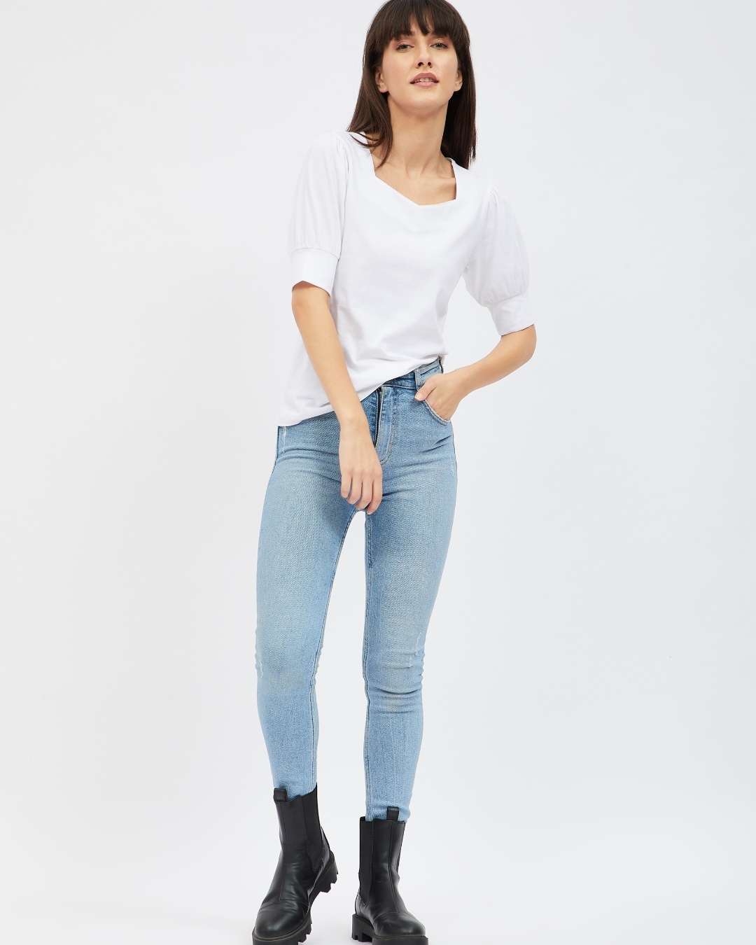 Buy Women's White Puff Sleeve Top Online at Bewakoof