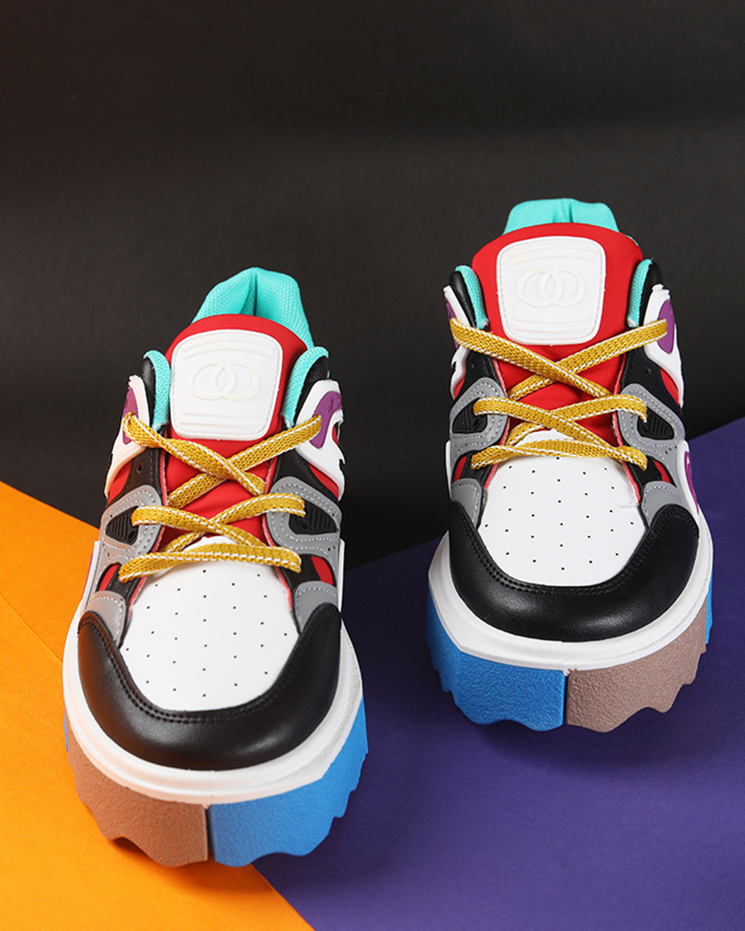 Buy Women's White & Red Color Block Sneakers Online in India at Bewakoof