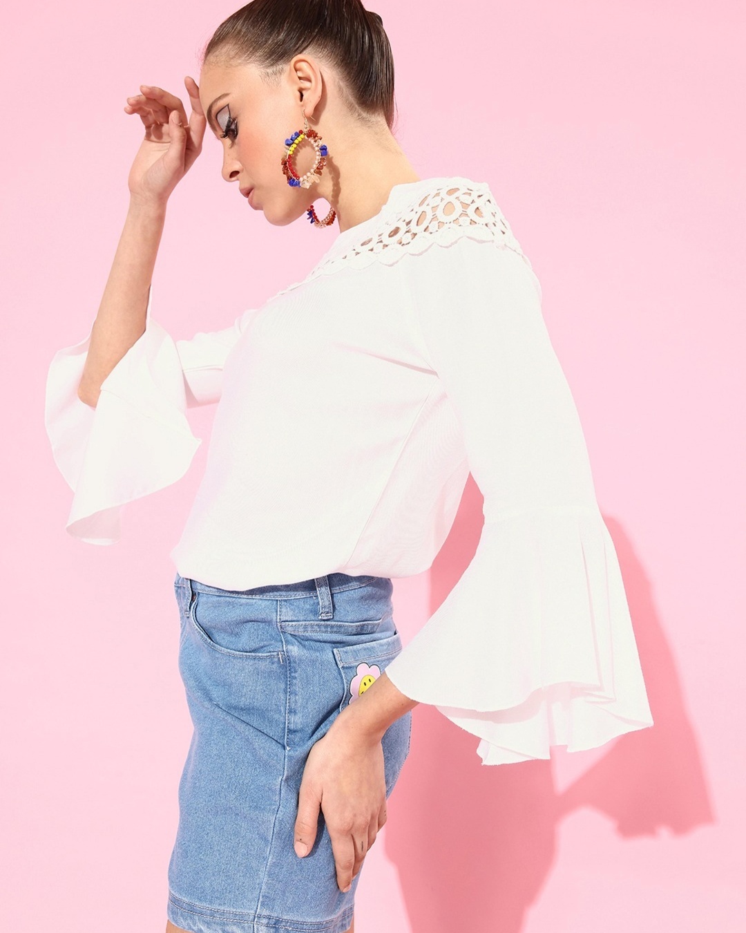 Buy Women's White Self Design Top Online at Bewakoof