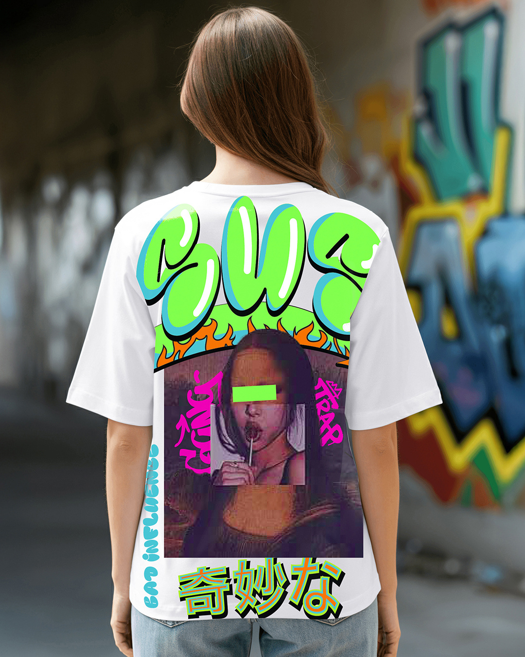 Buy Women's White Sus Graphic Printed Oversized T-shirt Online at Bewakoof