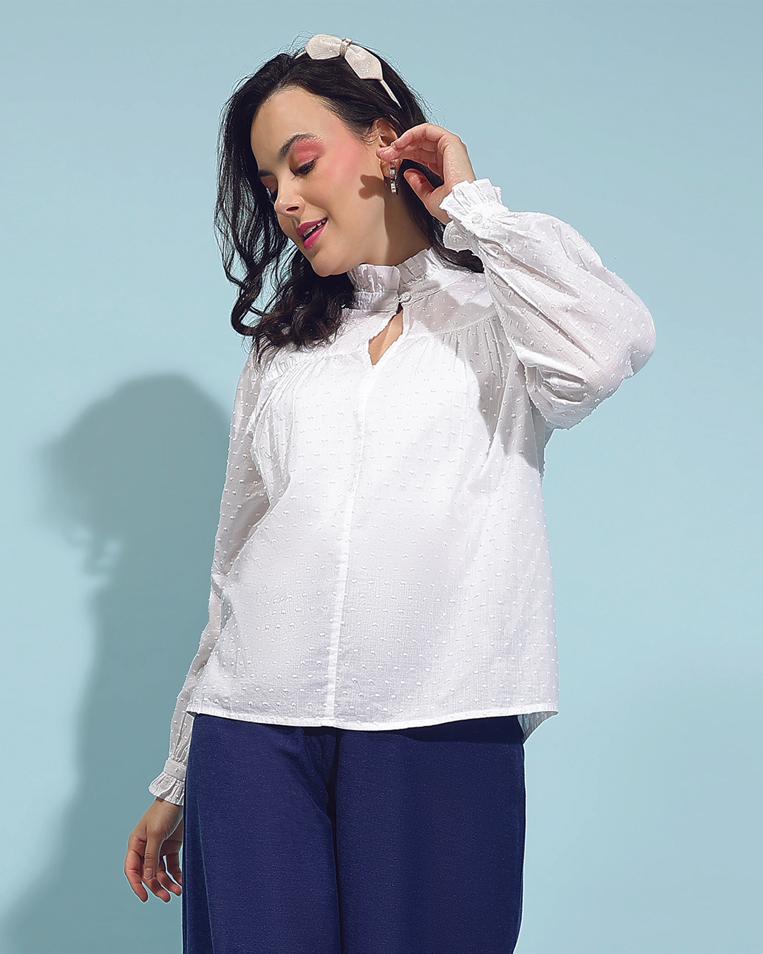 Buy Women's White Textured Top Online at Bewakoof