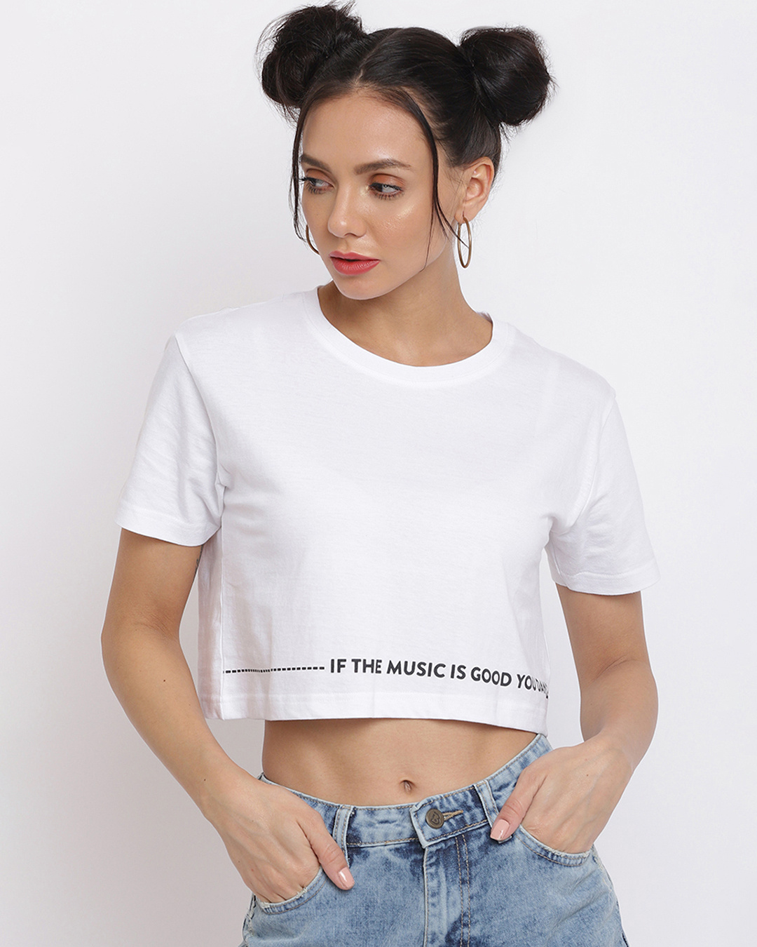 Buy Women's White Typography Crop T-shirt Online at Bewakoof