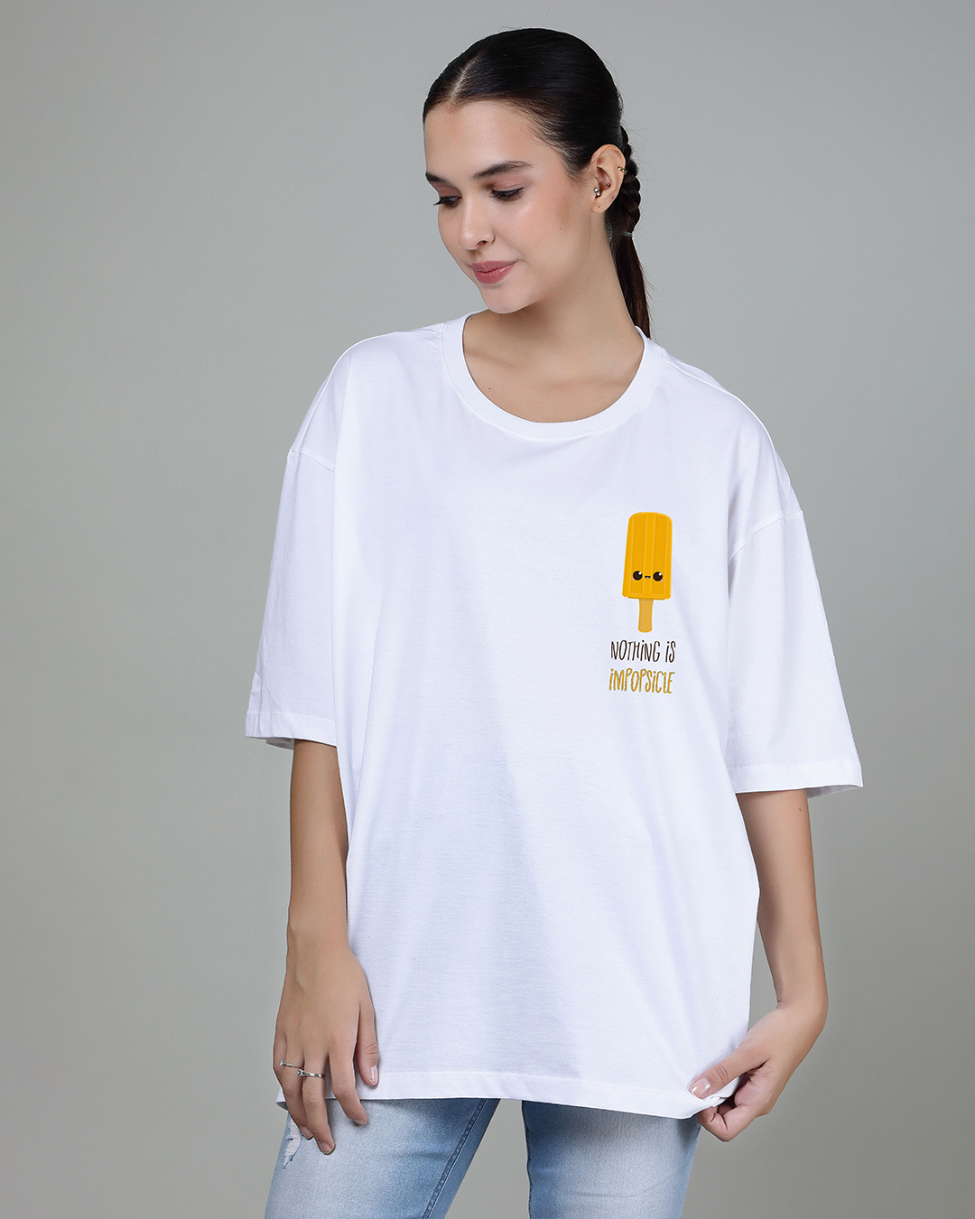 Buy Women's White Typography Oversized T-shirt Online at Bewakoof