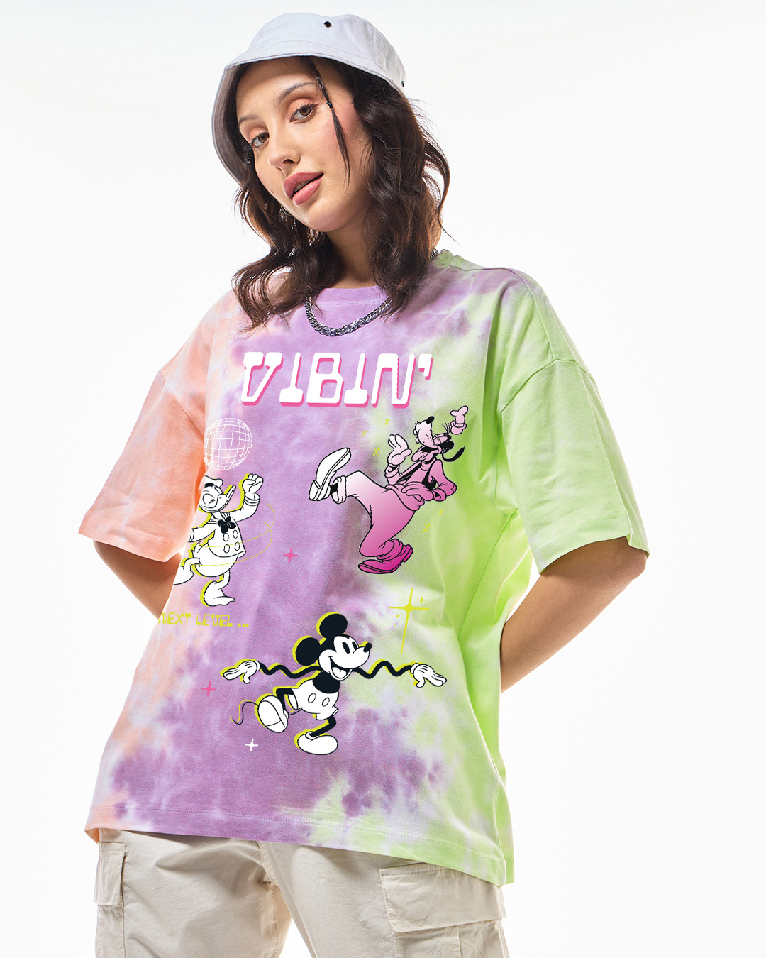 Buy Women's Multicolor Vibing Together Graphic Printed Oversized T ...