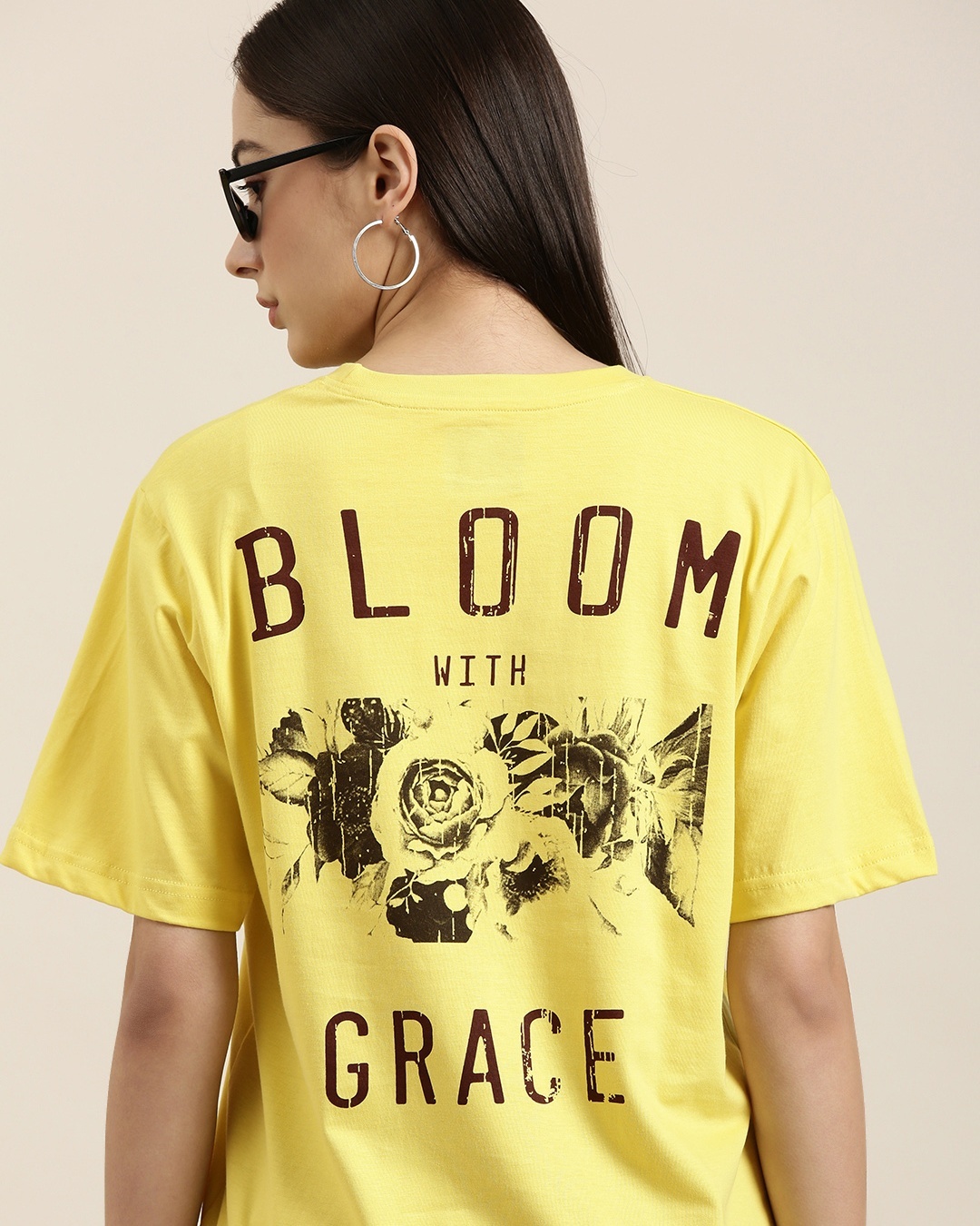 Buy Women's Yellow Graphic Printed Oversized T-shirt Online at Bewakoof