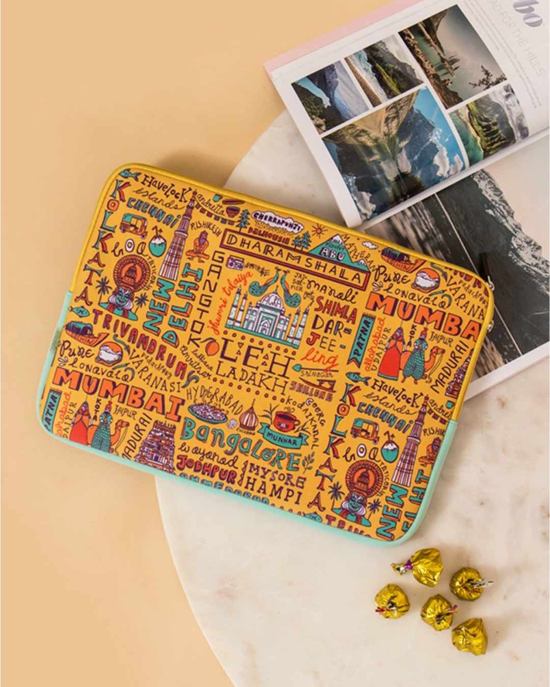 Buy Women's Yellow Indian Travel Spots Laptop Sleeve (15inches) Online ...