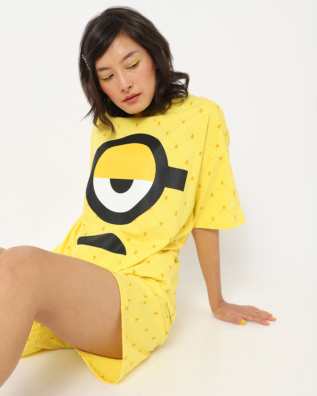 Buy Women's Yellow Minion Eye AOP Oversized T-shirt for Women Online at ...