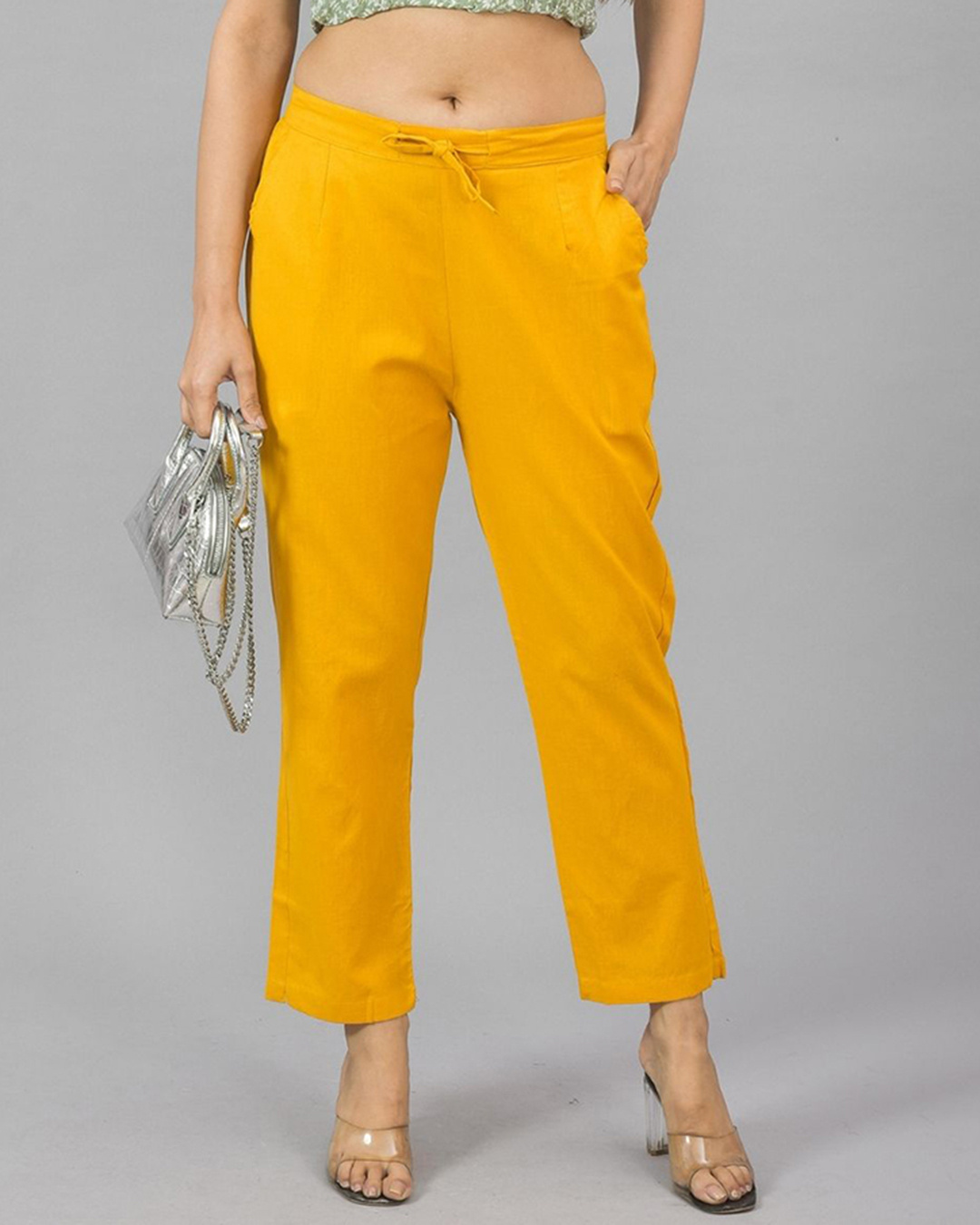 Buy Women's Yellow Relaxed Fit Casual Pants Online at Bewakoof