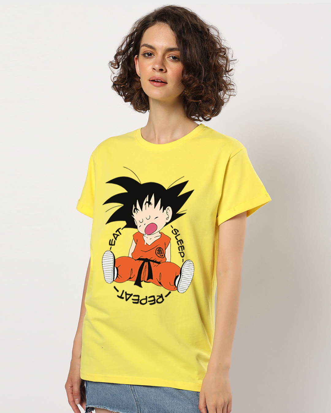 Buy Women's Yellow Sleepy DB Graphic Printed Boyfriend T-shirt Online ...