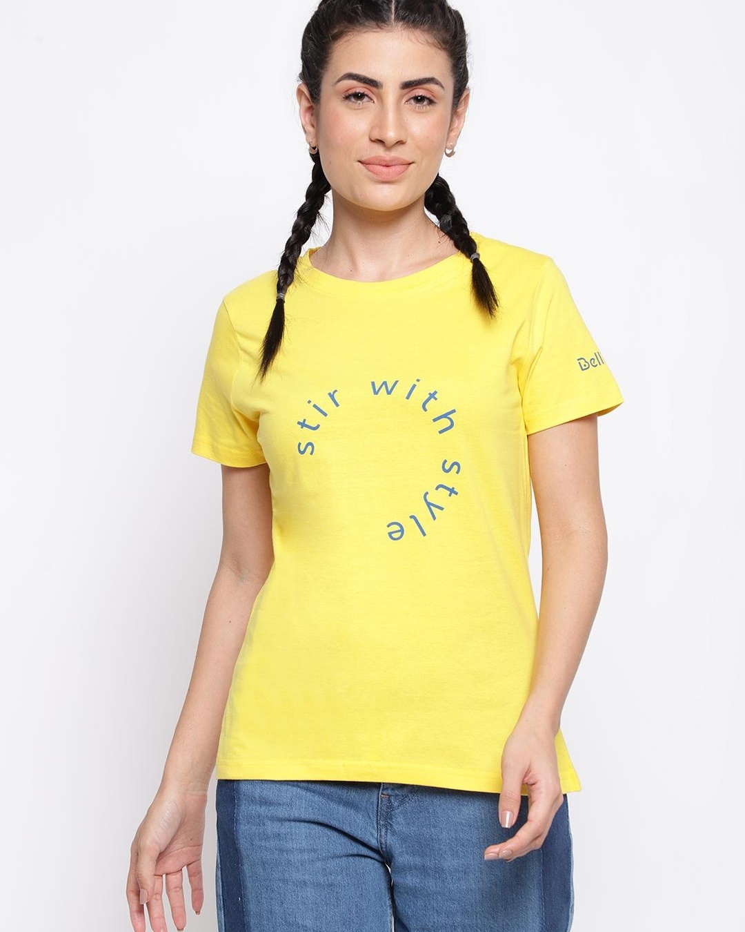 Buy Women's Yellow Typography T-shirt Online in India at Bewakoof