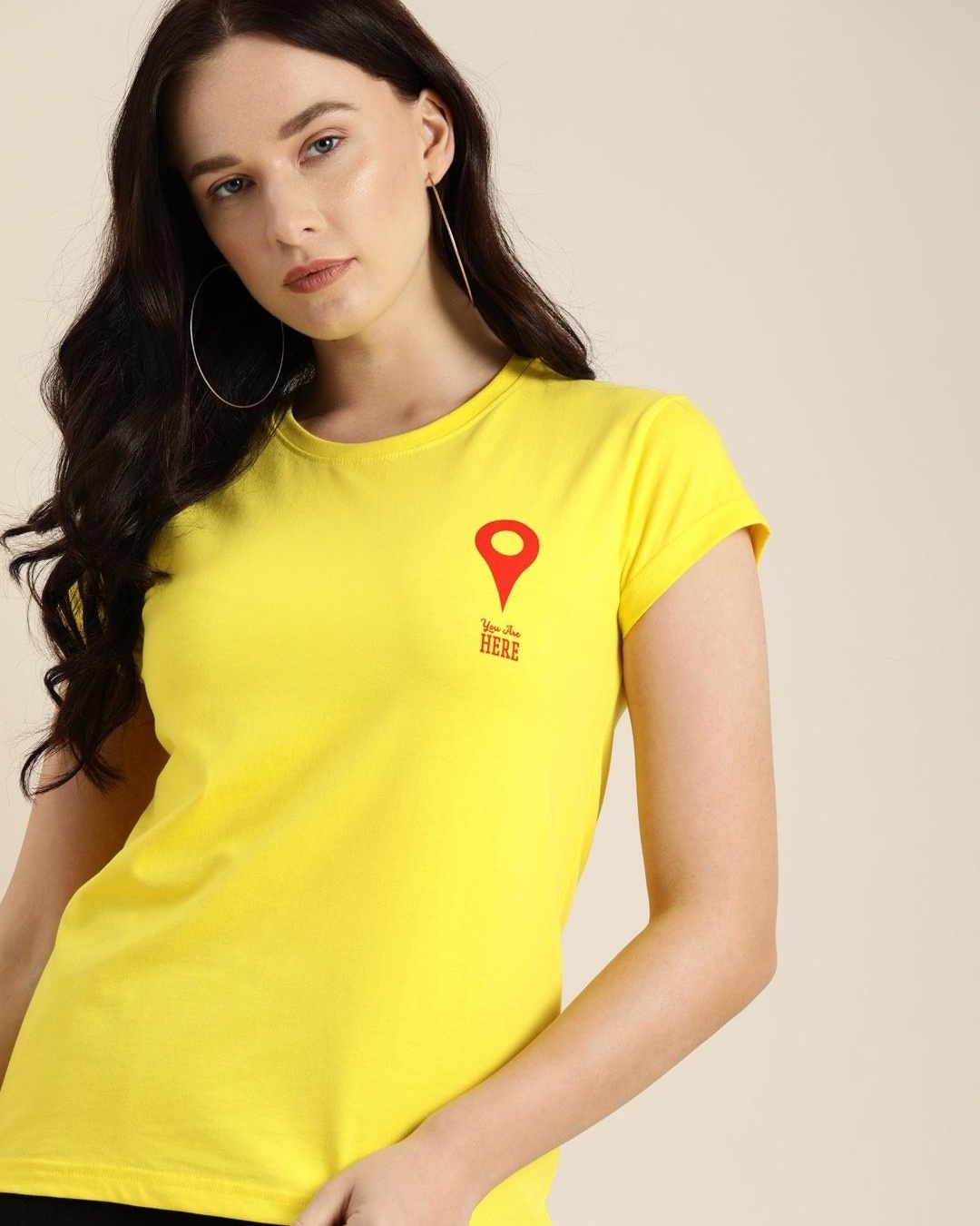 Buy Women's Yellow You Are Here Typography T-shirt for Women Yellow ...