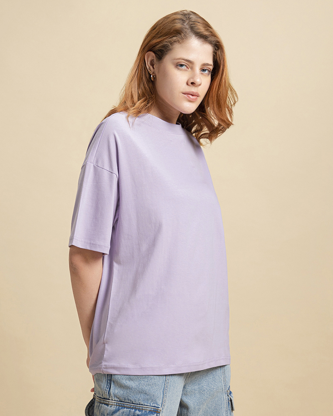 Buy Women's Lavender Oversized T-shirt Online at Bewakoof