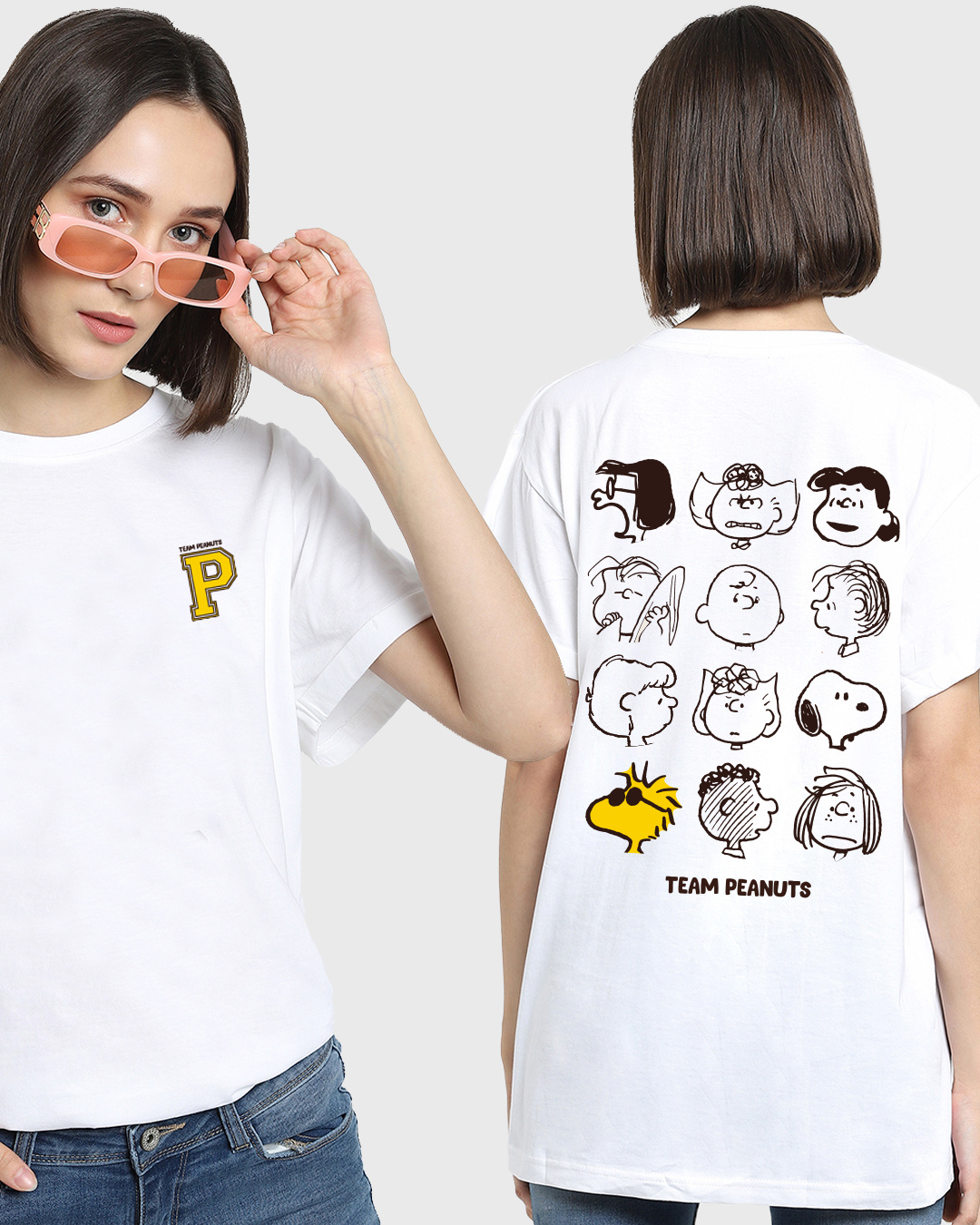 Buy Women's White Team Peanuts Graphic Printed Boyfriend T-shirt Online at Bewakoof