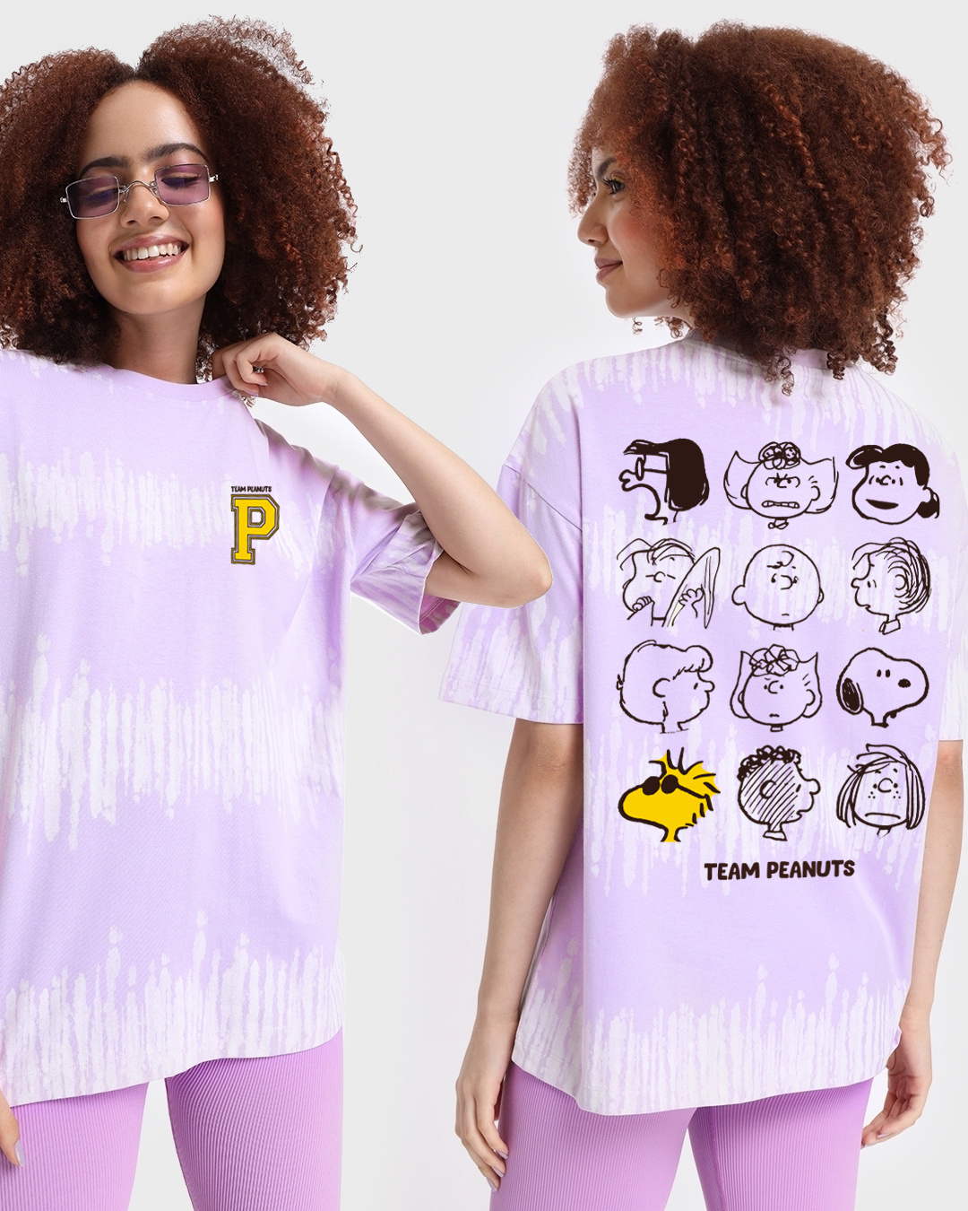 Buy Women's Purple Team Peanuts All Over Printed Oversized T-shirt ...