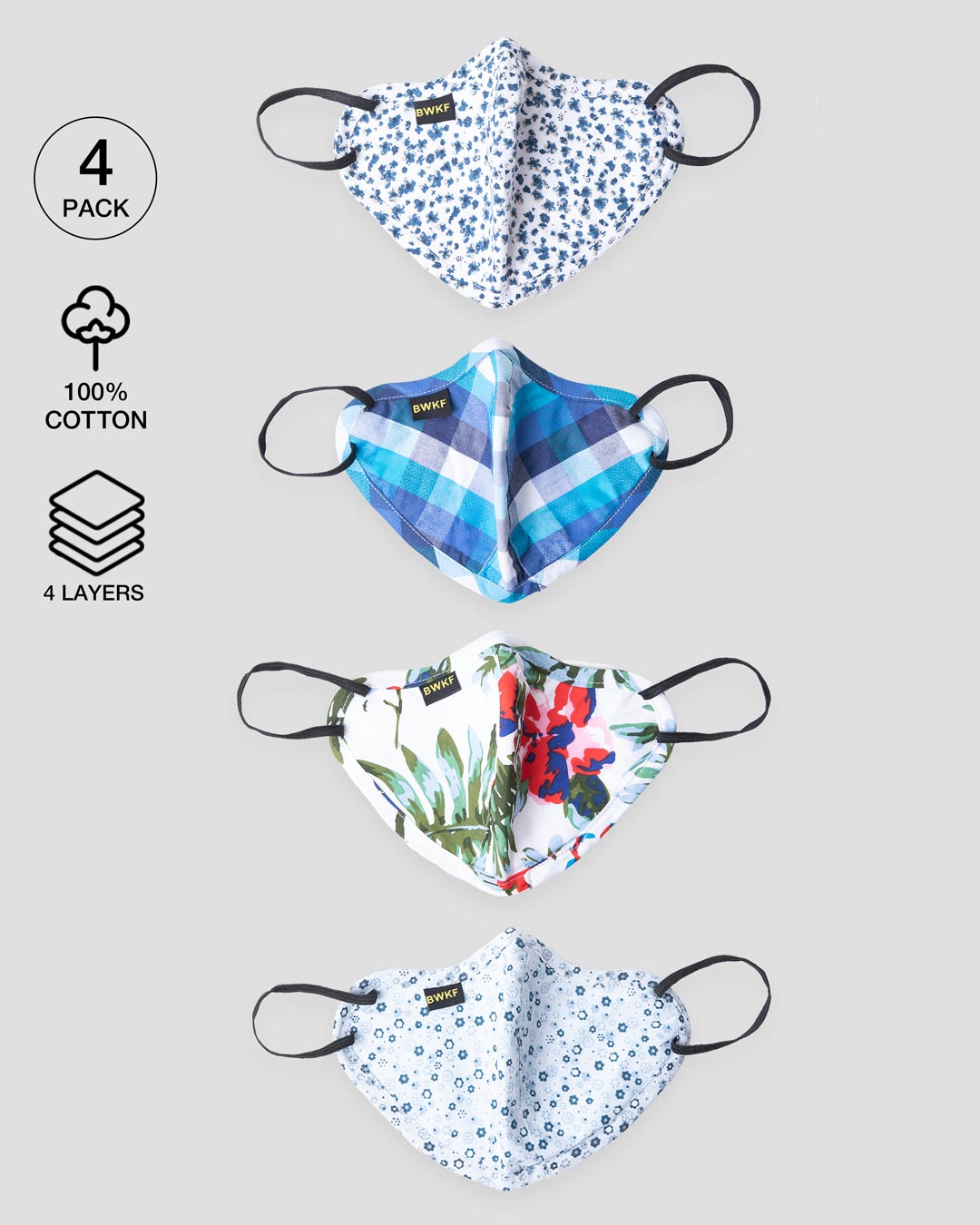 Buy Women Three Panel Mask Combo of 4 (Blooming tales) Online in India ...