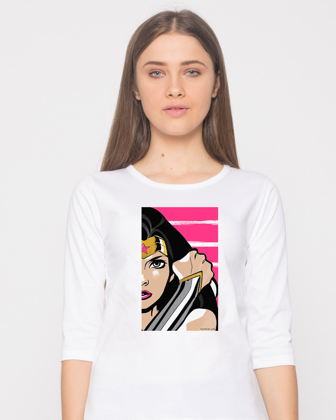 Buy Wonder Woman Poster Round Neck 3/4th Sleeve T-Shirt (GOLD) (DCL ...