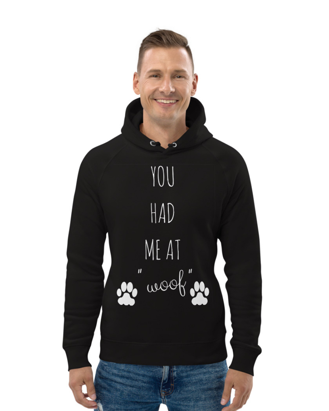 Buy Men's Black Woof Print Regular Fit Hoodie Online at Bewakoof