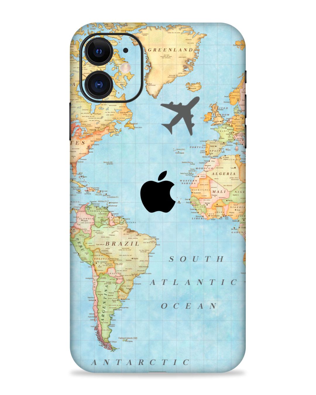Buy Blue World Map Printed Mobile Skin for Apple iPhone 11 Online in ...