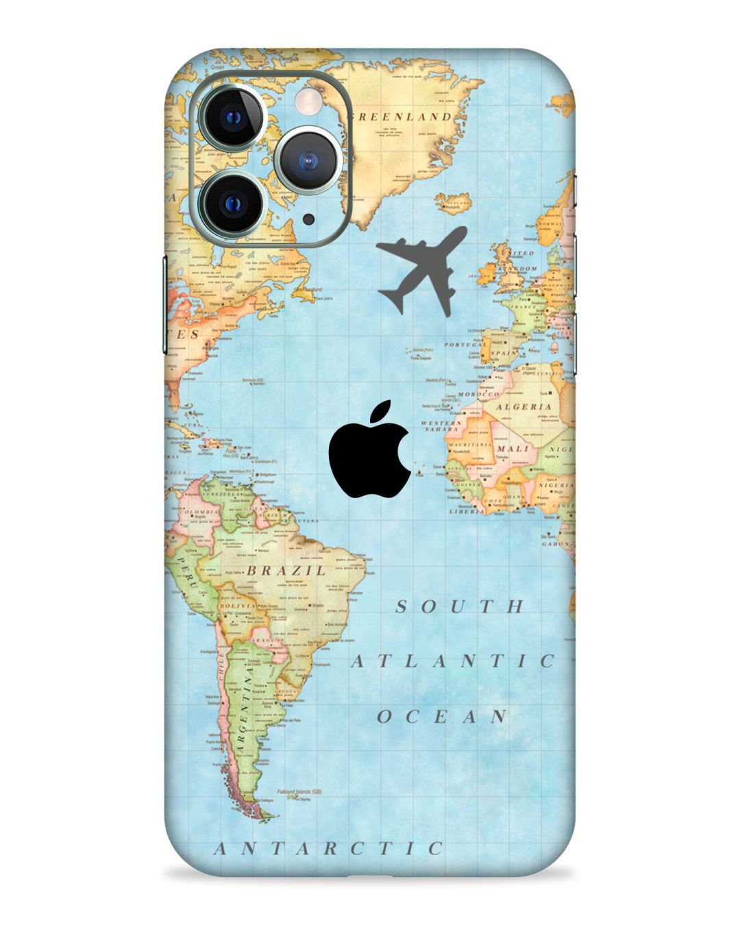 Buy Blue World Map Printed Mobile Skin for Apple iPhone 11 Pro Online ...