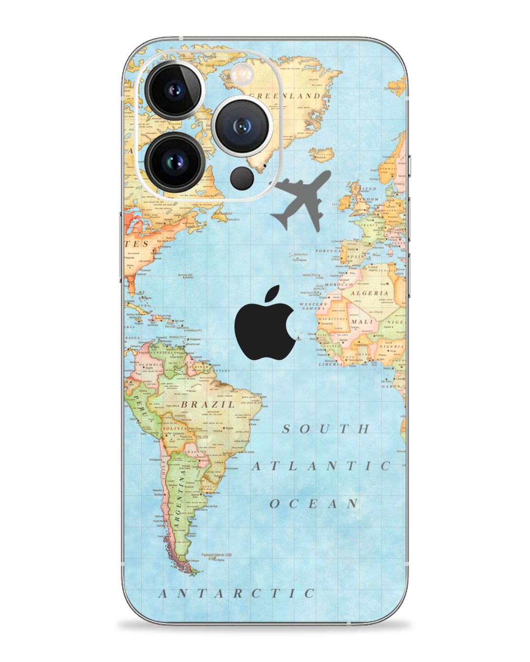 Buy Blue World Map Printed Mobile Skin for Apple iPhone 13 Pro Online ...