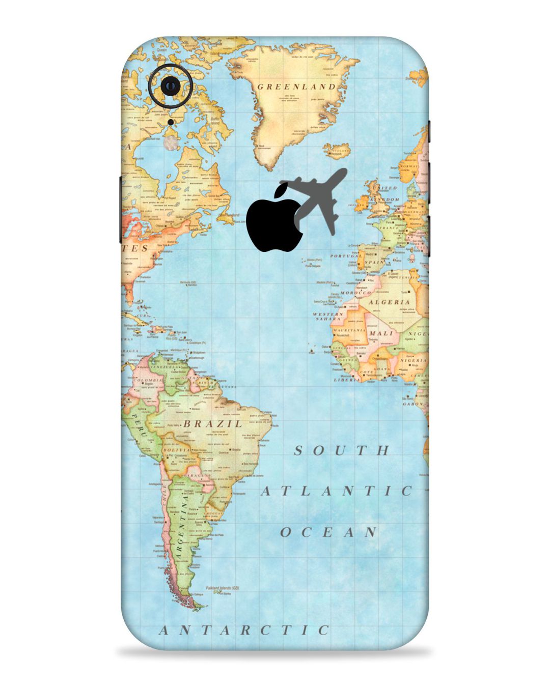 Buy Blue World Map Printed Mobile Skin for Apple iPhone XR Online in ...