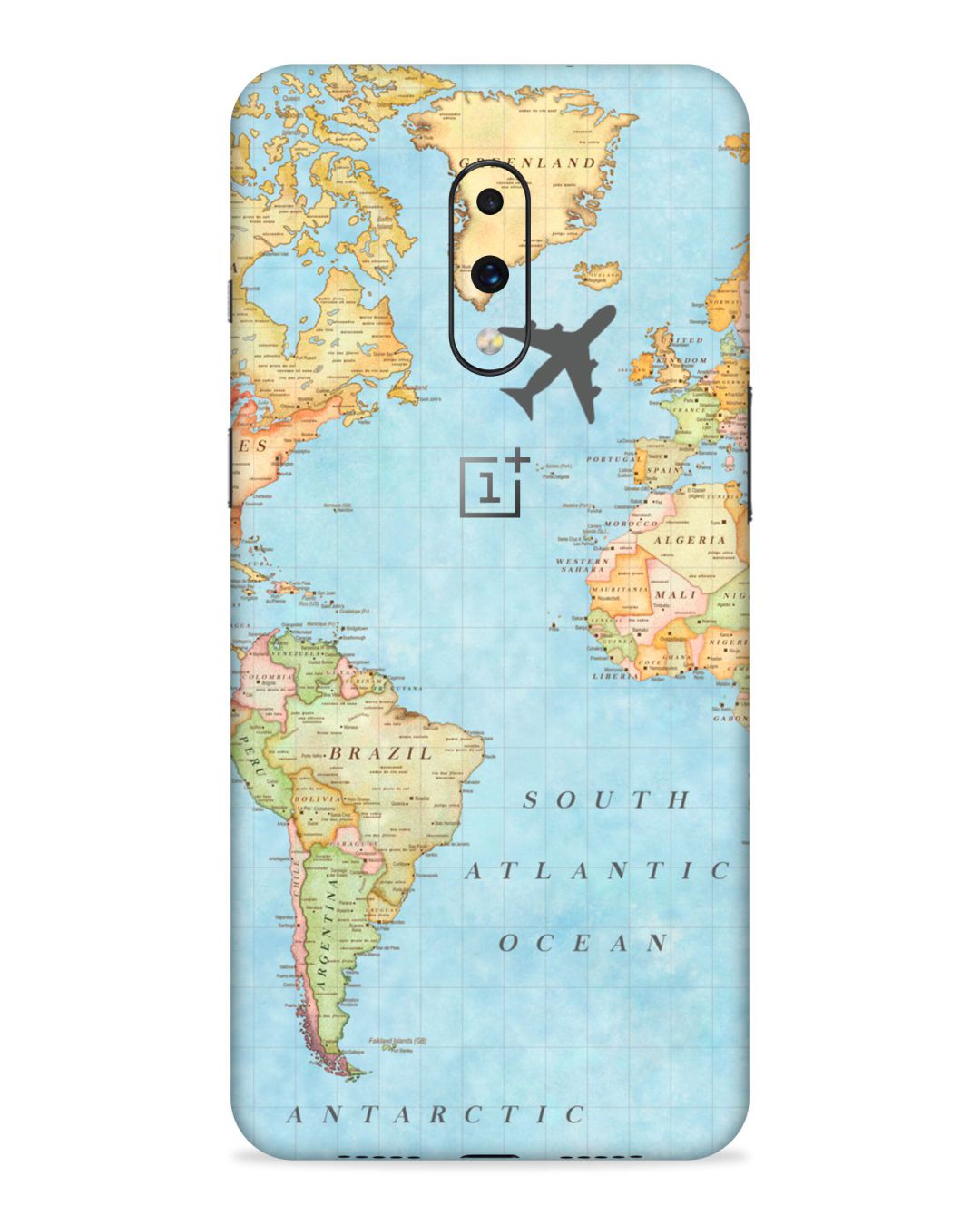 Buy Blue World Map Printed Mobile Skin for OnePlus 7 Online in India at ...