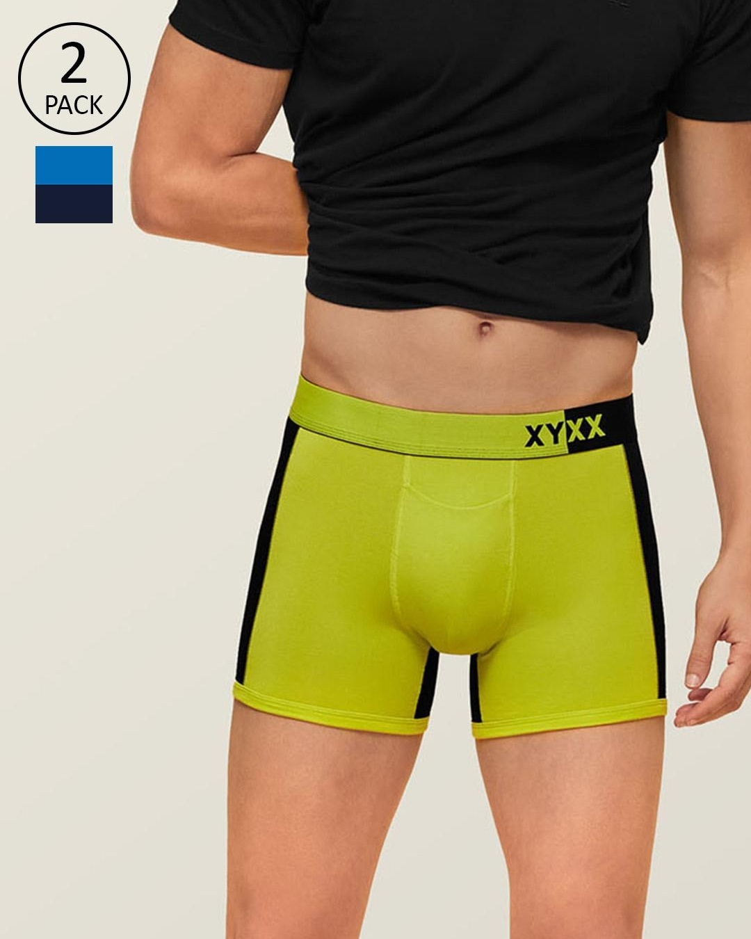 Buy Pack of 2 Men's Blue & Green Color Block Antimicrobial Dualist ...