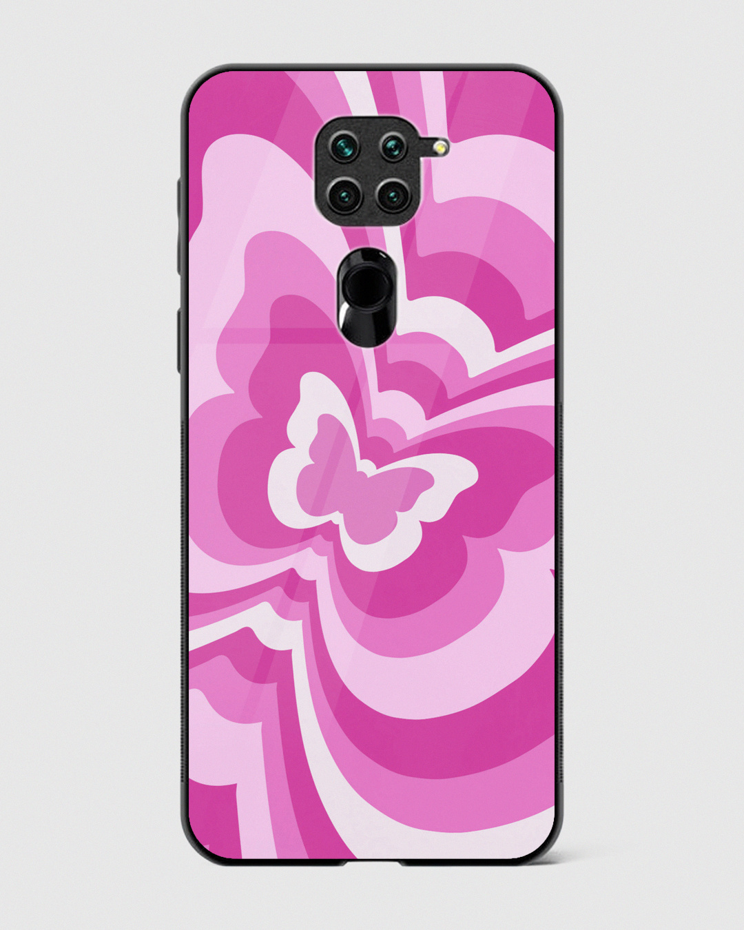 Buy Pink Butterfly Premium Glass Case for Xiaomi Redmi Note 9 Online in ...