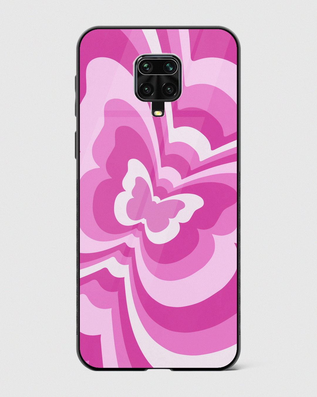 Buy Pink Butterfly Premium Glass Case for Xiaomi Redmi Note 9 Pro ...
