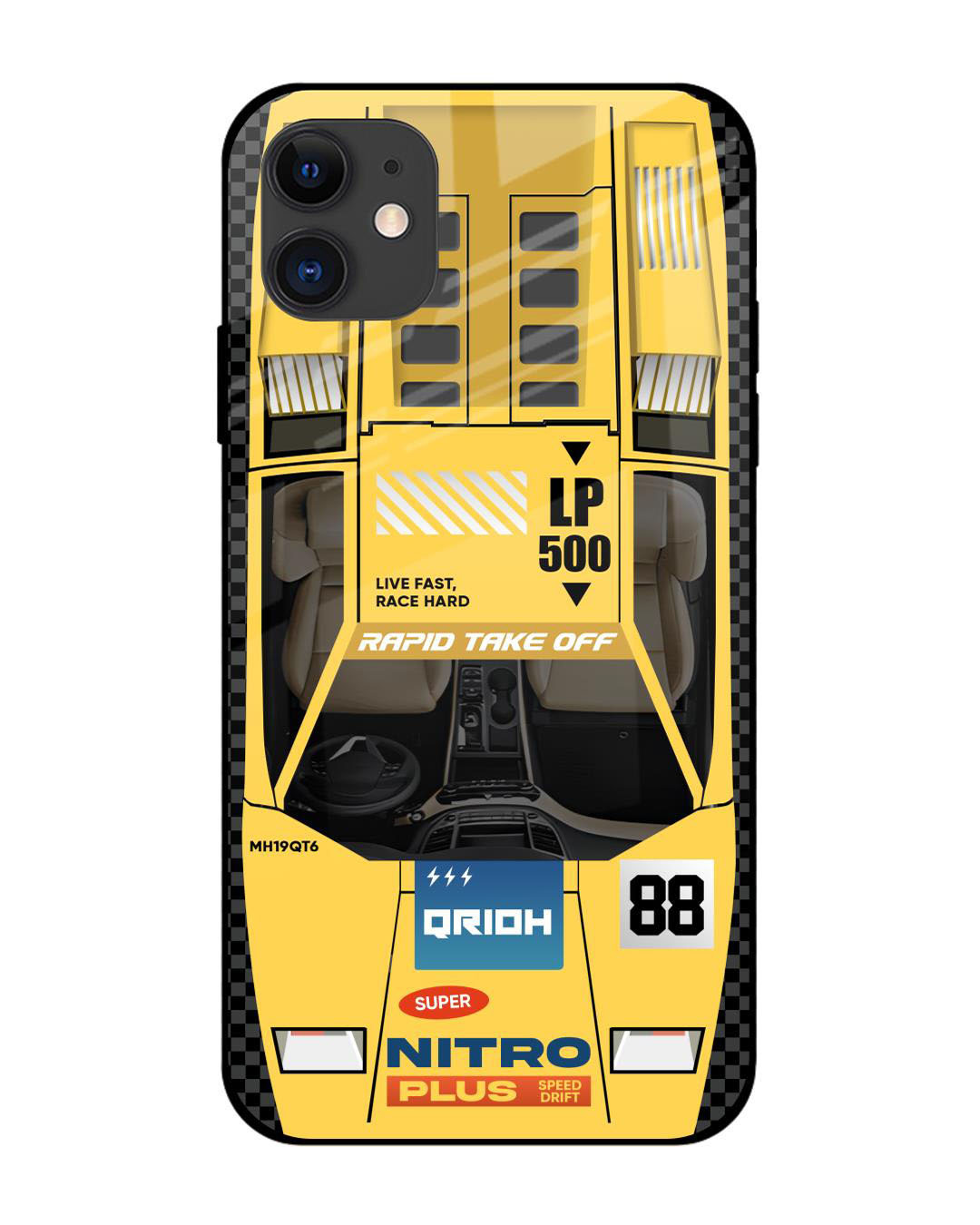 Buy Yellow Racing Car Premium Glass Cover for Apple iPhone 12 mini ...